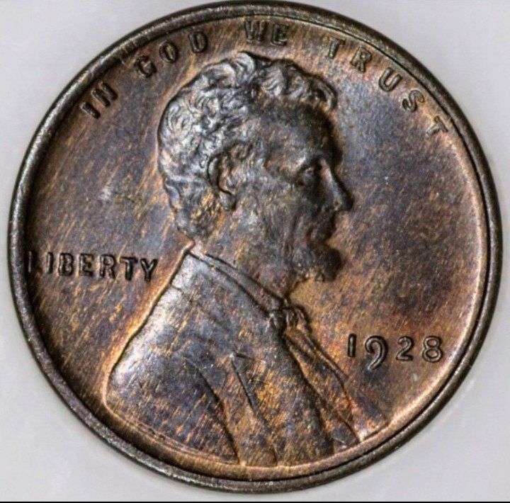 1928 Lincoln Wheat Cent Penny • Toned Woody • CH BU - For Sale, Buy Now ...