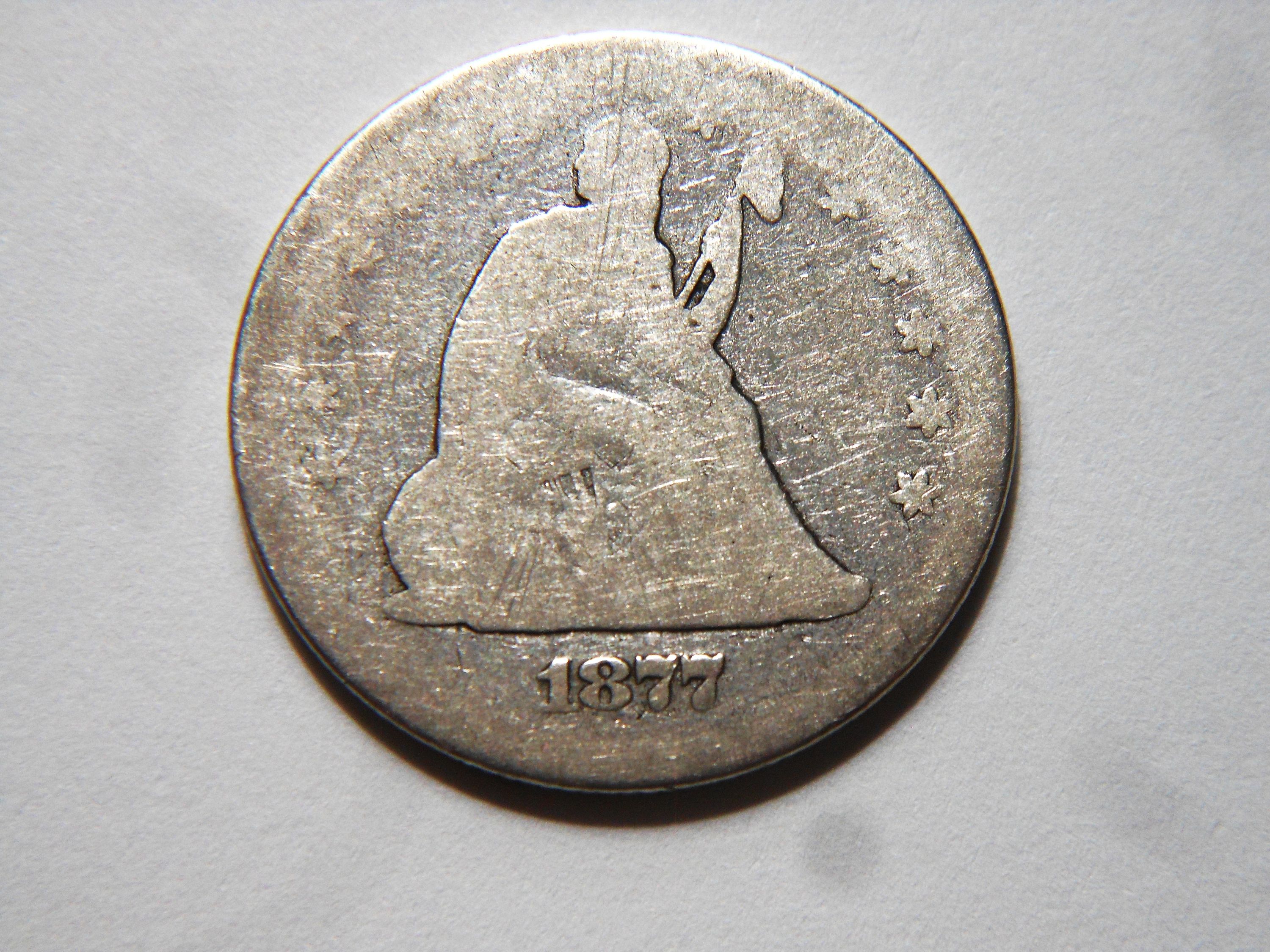 1877-P Silver Seated Liberty Quarter - For Sale, Buy Now Online - Item ...