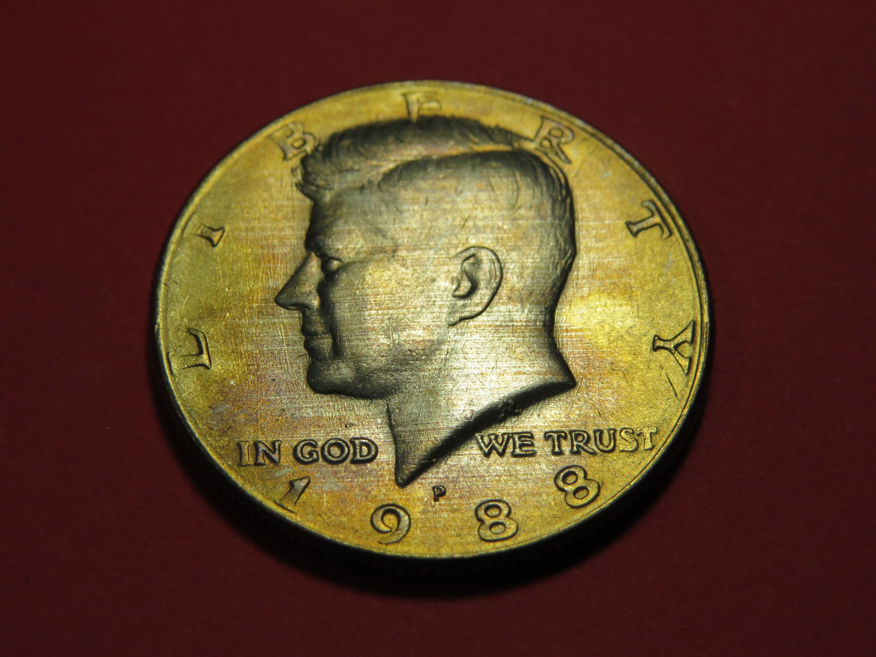 1988-P KENNEDY HALF DOLLAR ~ TONING ~ COMB SHIP ~ LOT H567 - For Sale ...