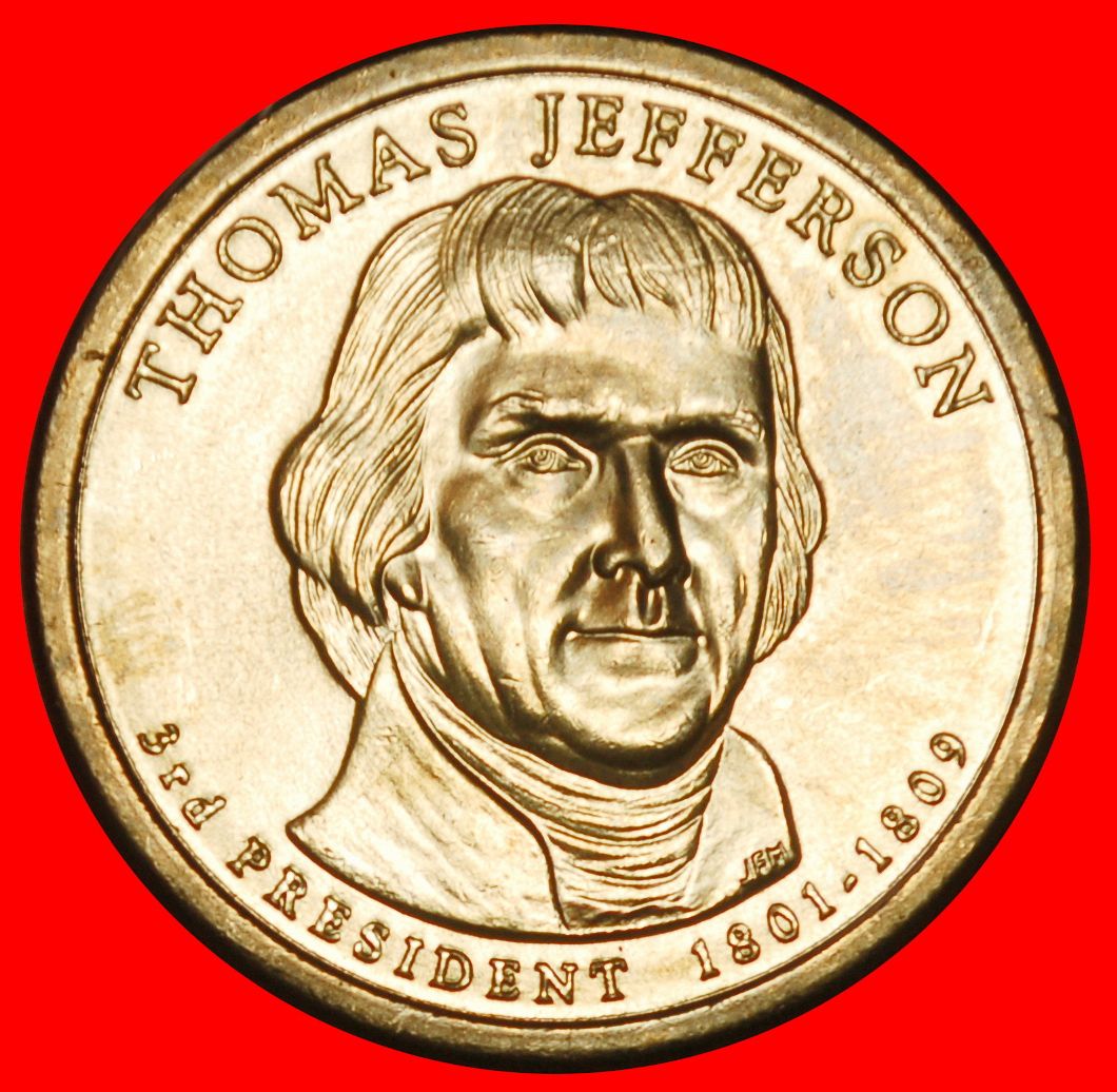 JEFFERSON (1801-1809): USA ★ 1 DOLLAR 2007D! ATHEISTIC ISSUE! UNC MINT ...