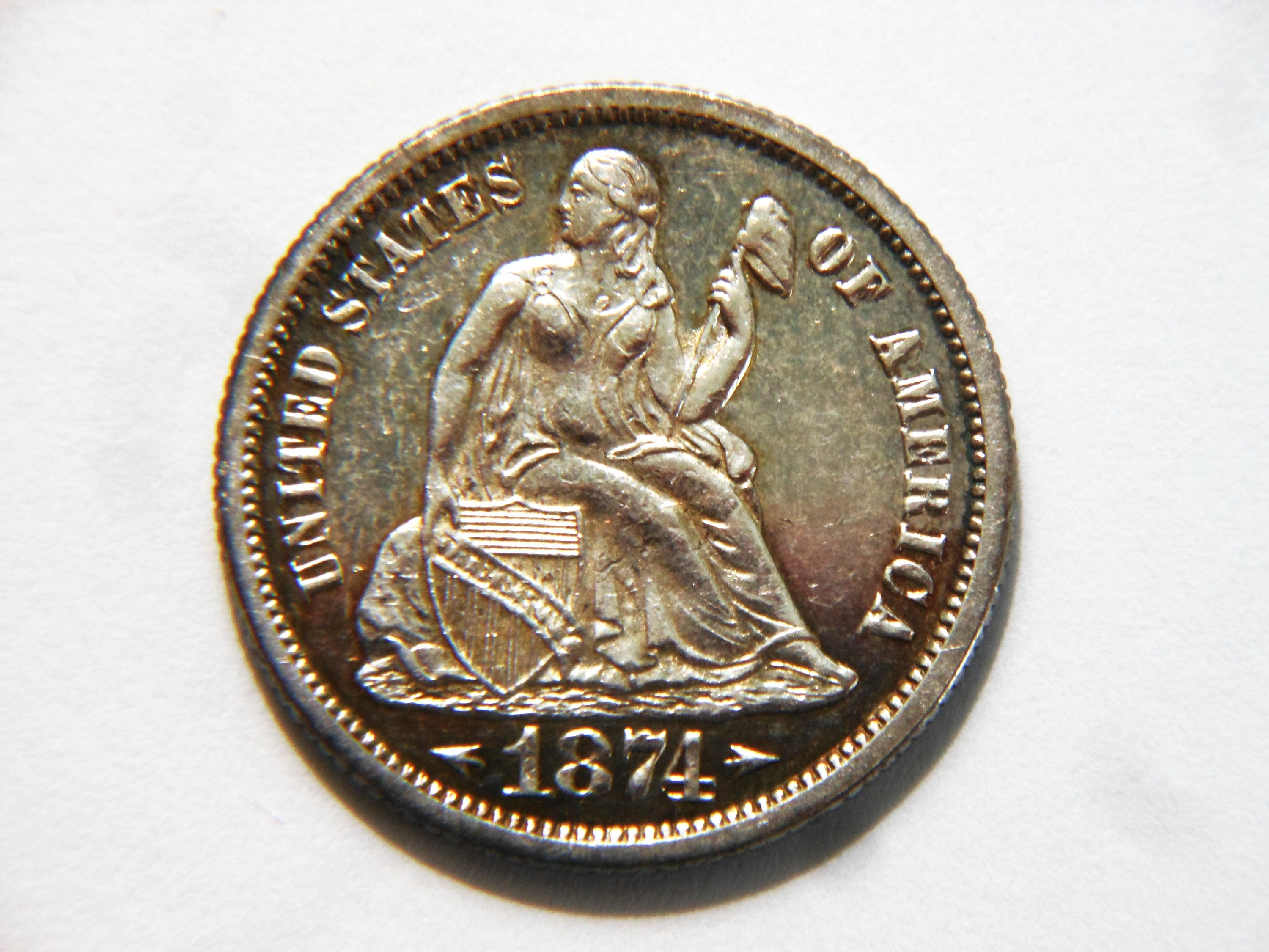 1874-P *Proof* Silver Seated Liberty Dime - For Sale, Buy Now Online ...