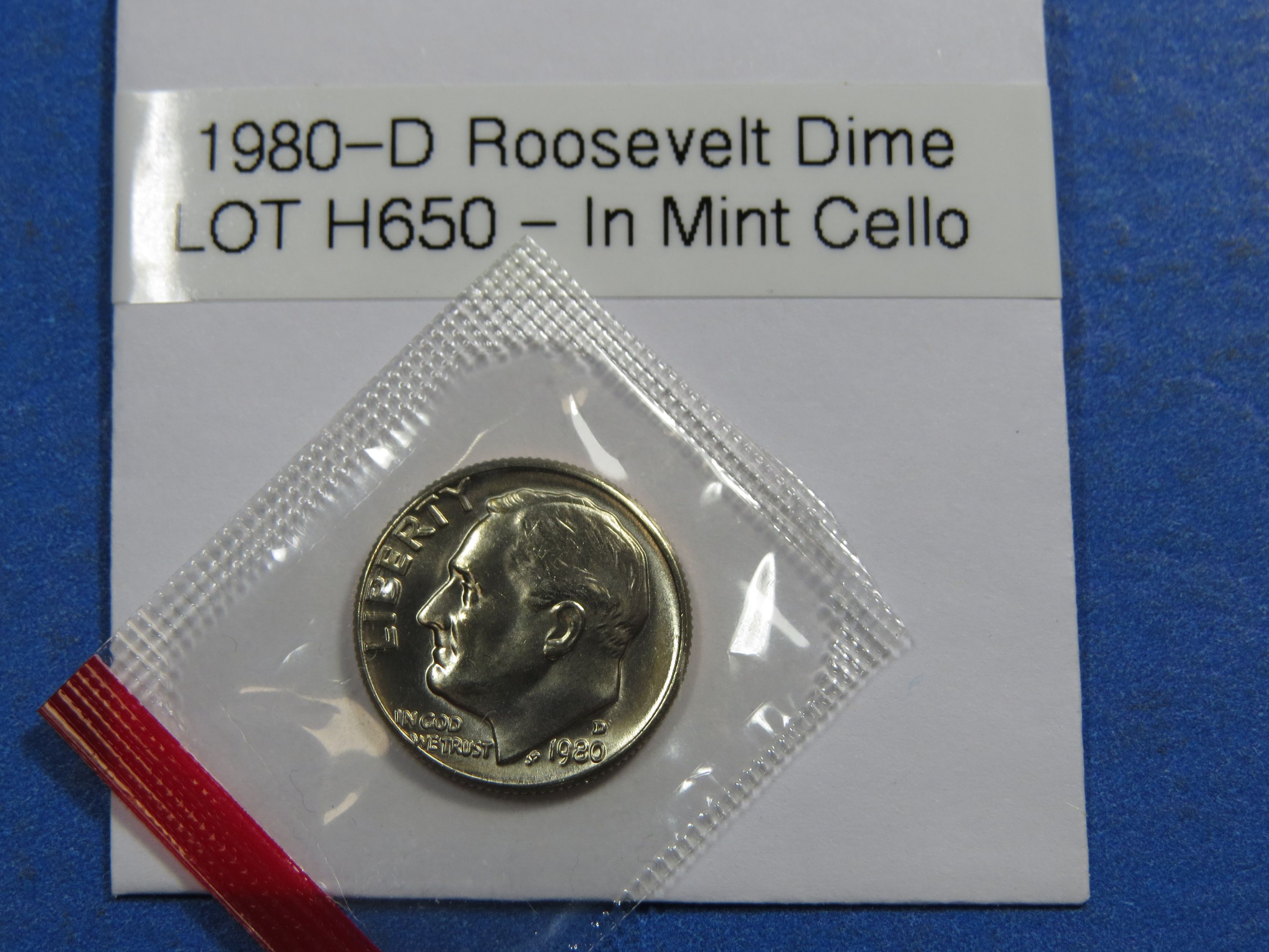 1980-D ROOSEVELT DIME (UNCIRCULATED IN CELLO) ~ LOT H650 - For Sale ...