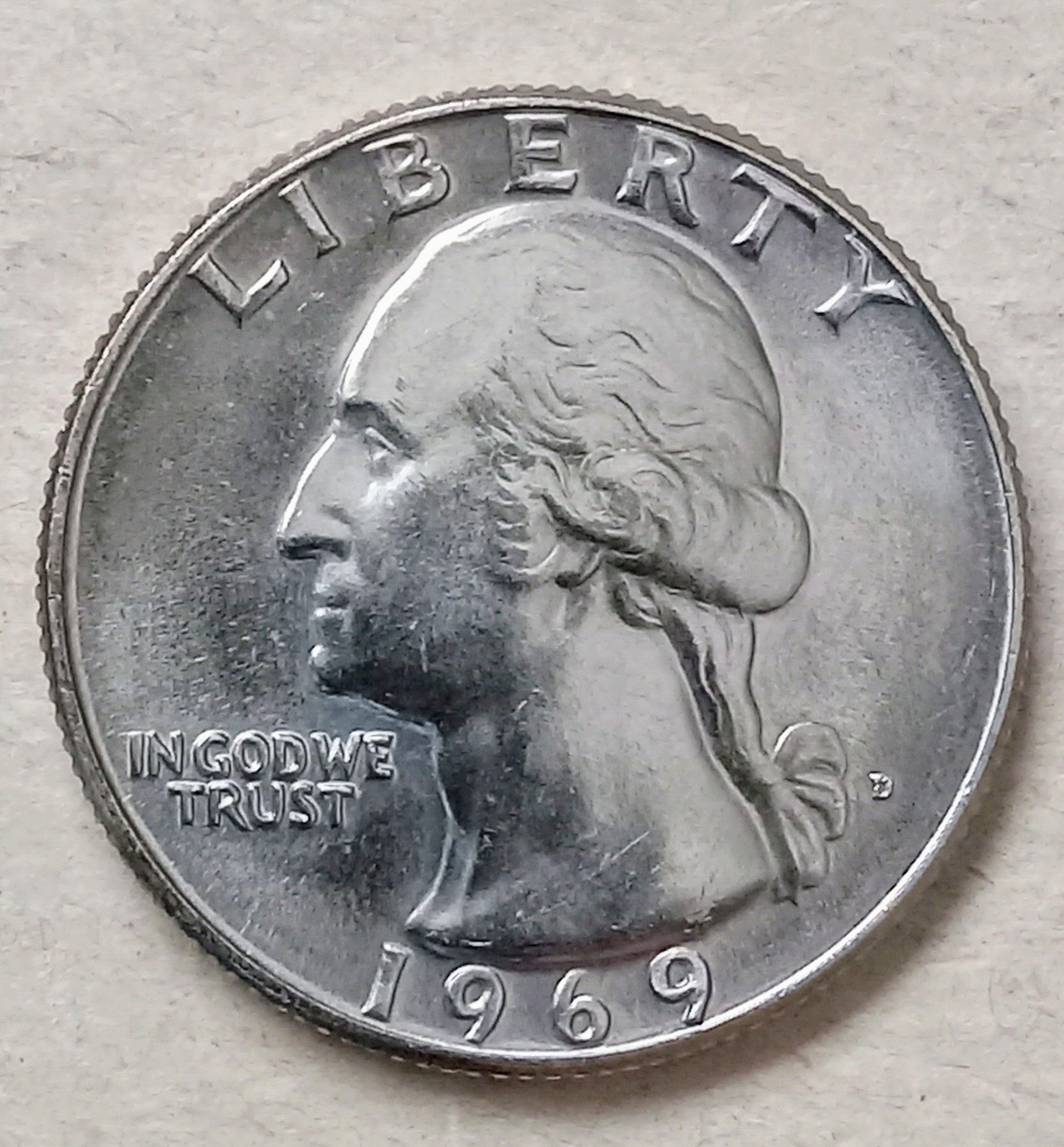 1969 D Washington Quarter • Better Clad Date • From Mint Set • GEM BU ...