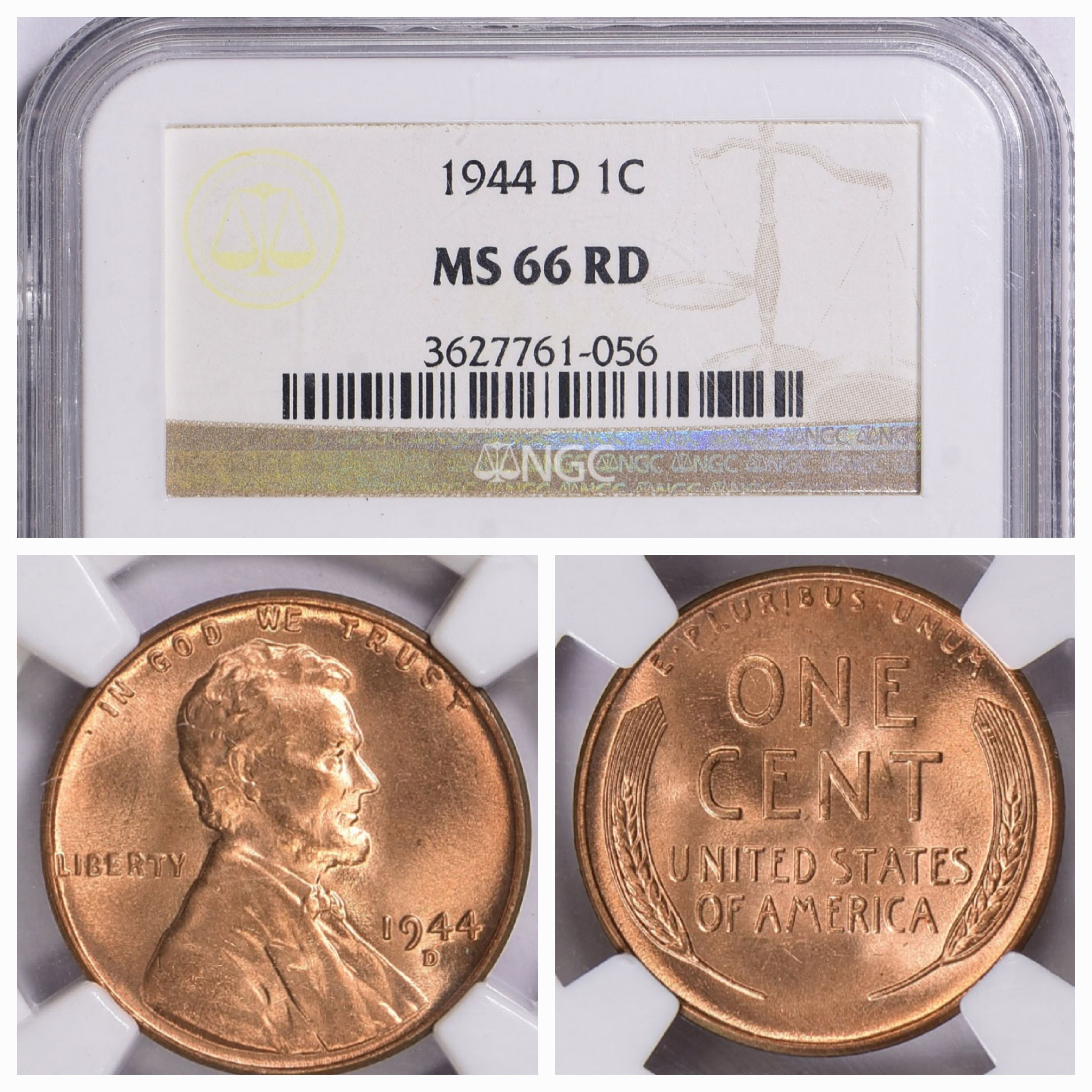 1944D Lincoln Wheat Cent NGC MS 66 Red - For Sale, Buy Now Online ...