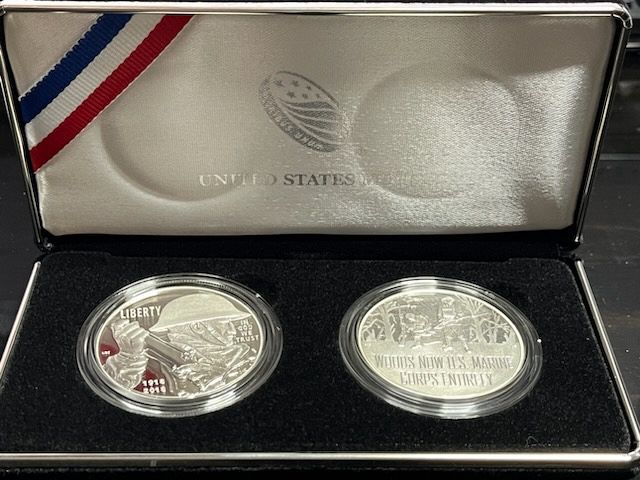 2018 World War I Centennial Silver Dollar And Marine Corps Medal Set W ...