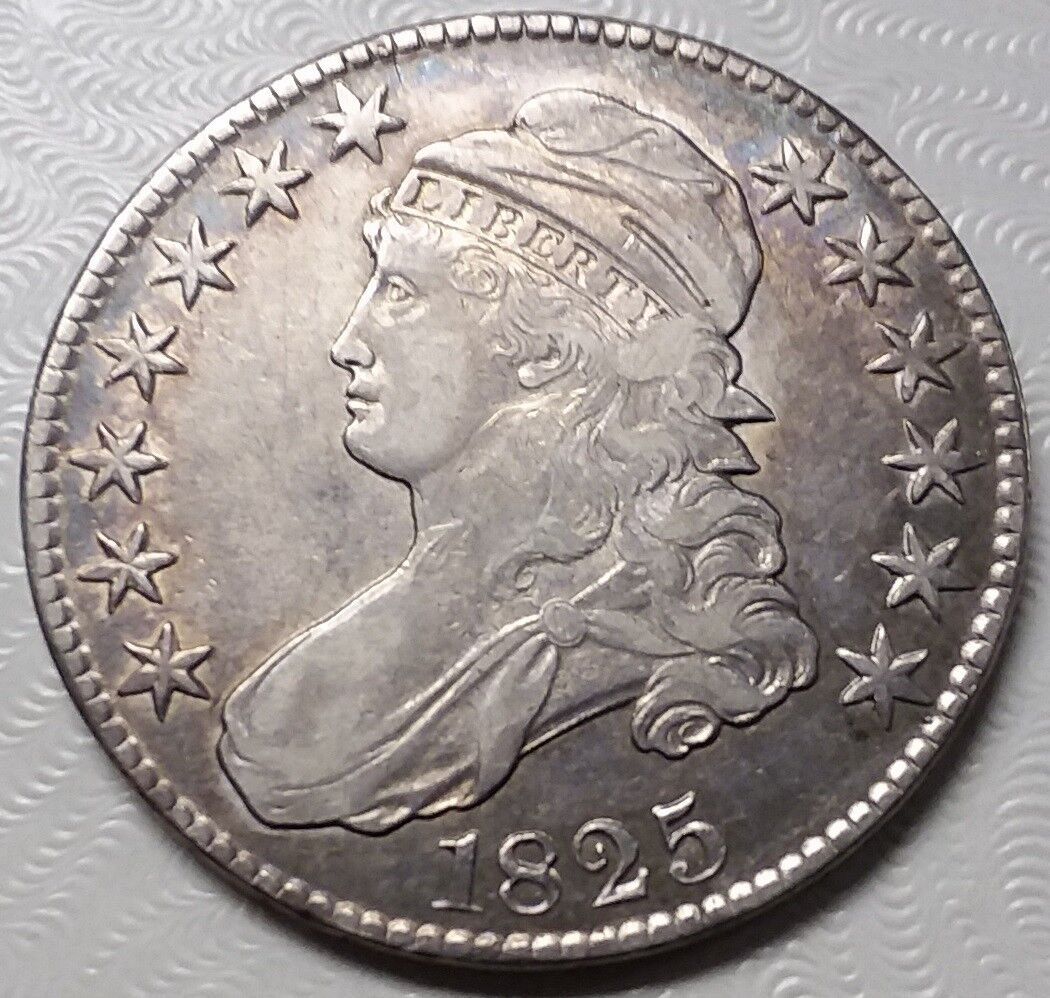 Terrific Antique 1825 US Capped Bust Silver Half Dollar 50c Coin Old N ...