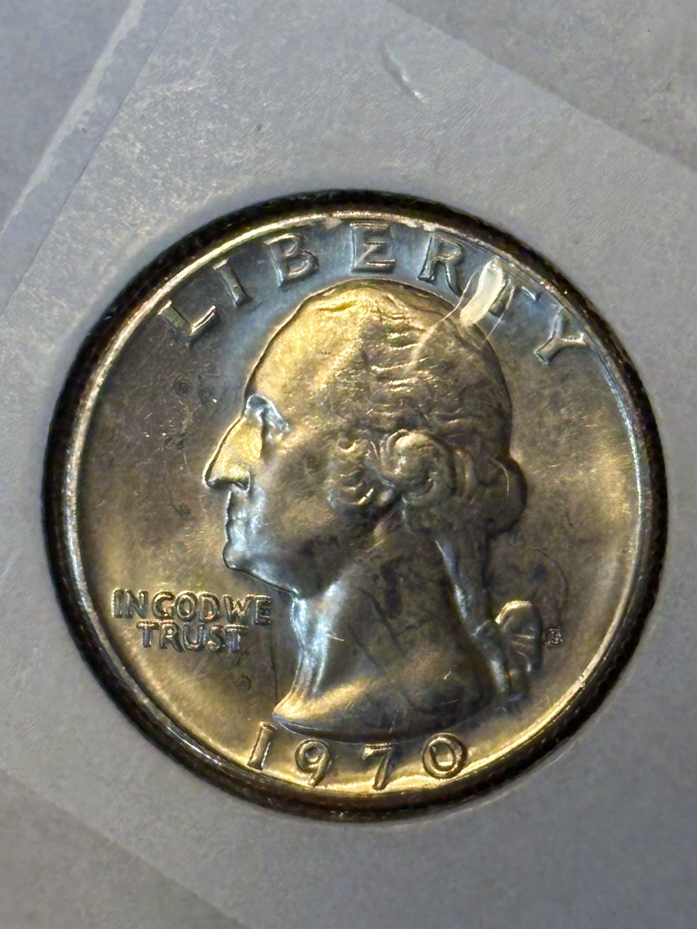 1970 D WASHINGTON QUARTER - BU IN TAPED 2X2 MYLAR FLIP - For Sale, Buy ...