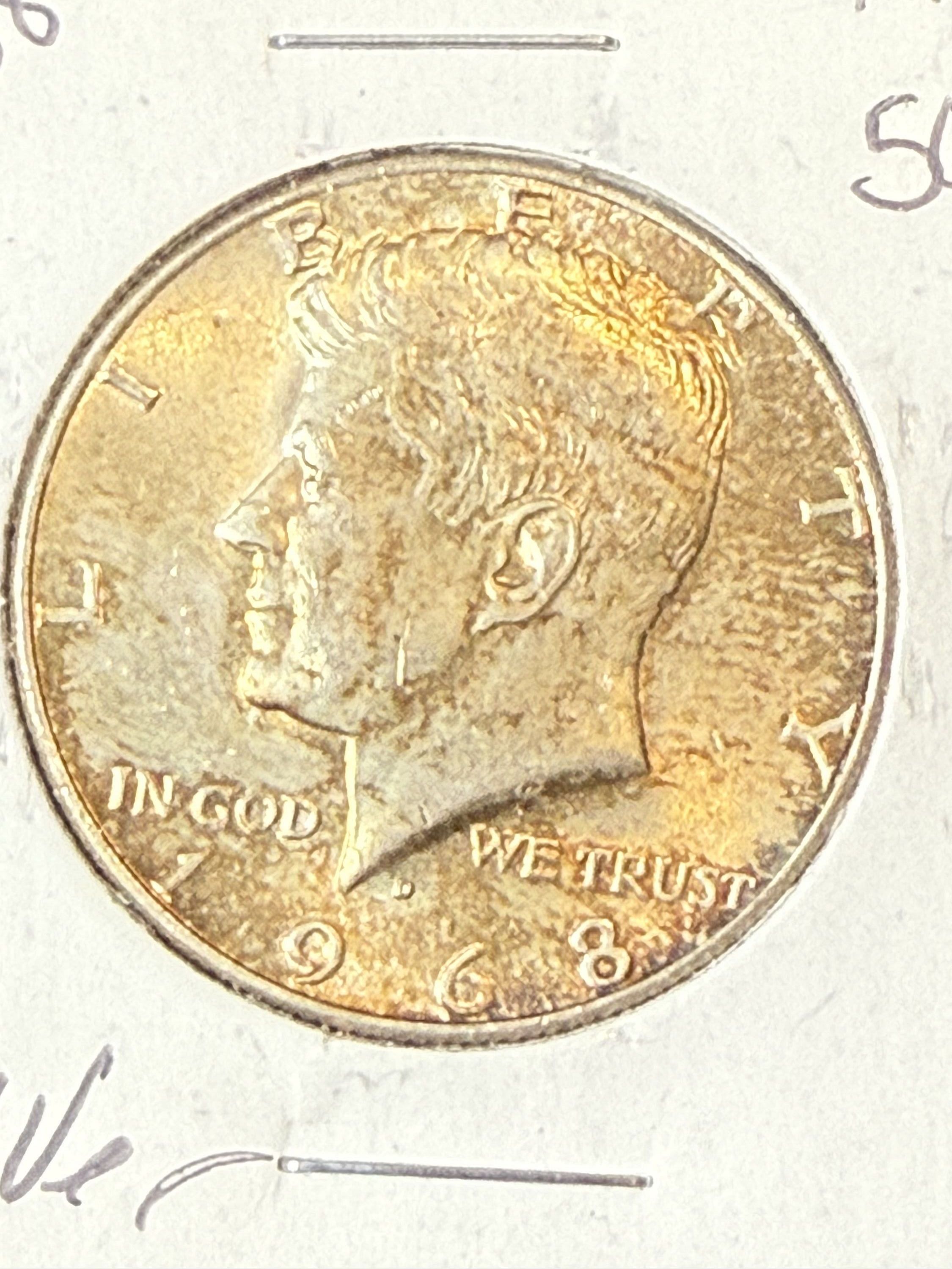 1968 D Kennedy Half Dollar Toned - For Sale, Buy Now Online - Item #901448