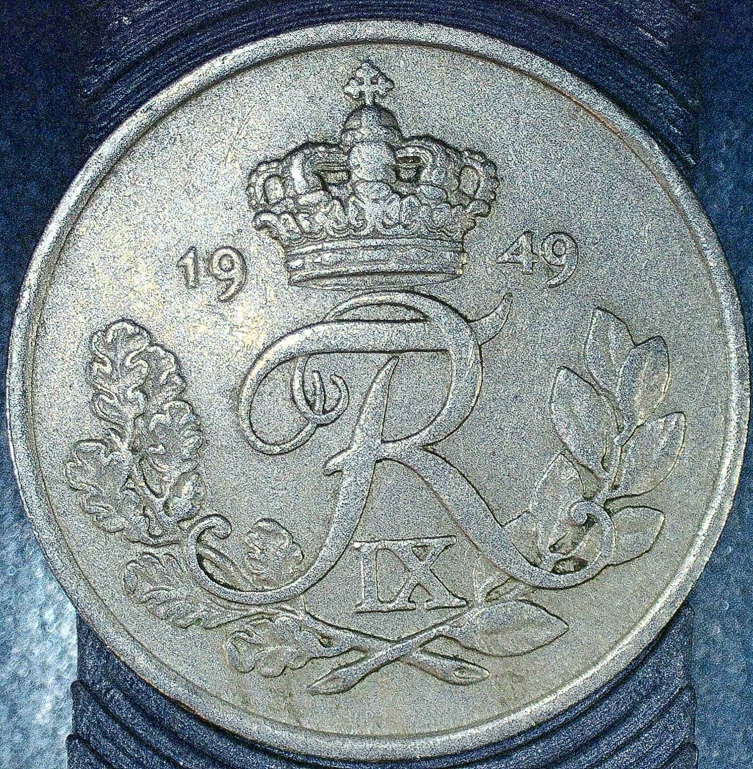 Denmark 1949 25 Ore Danish Foreign Coin Crown IX - For Sale, Buy Now ...