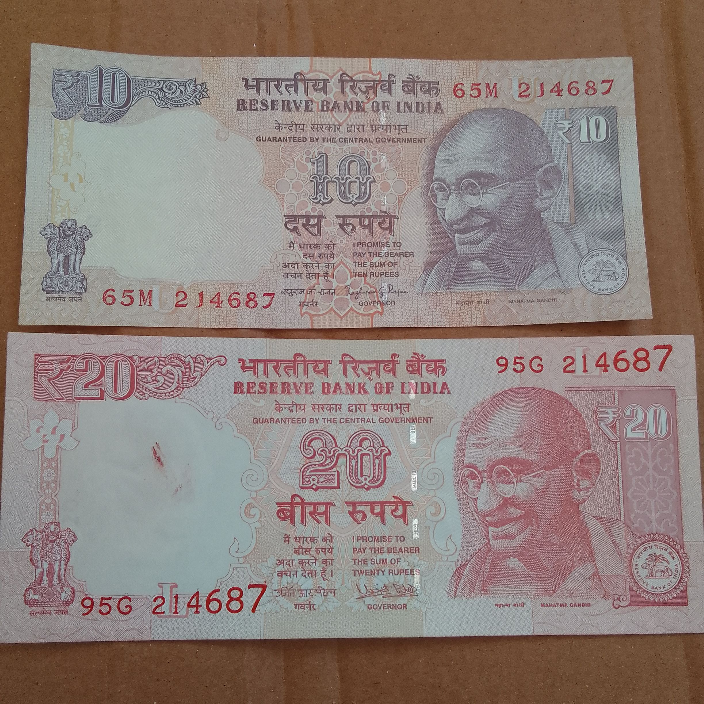 214687 x 2 .UNC .INDIA...20 Rupees..& 10 Rupees - For Sale, Buy Now ...