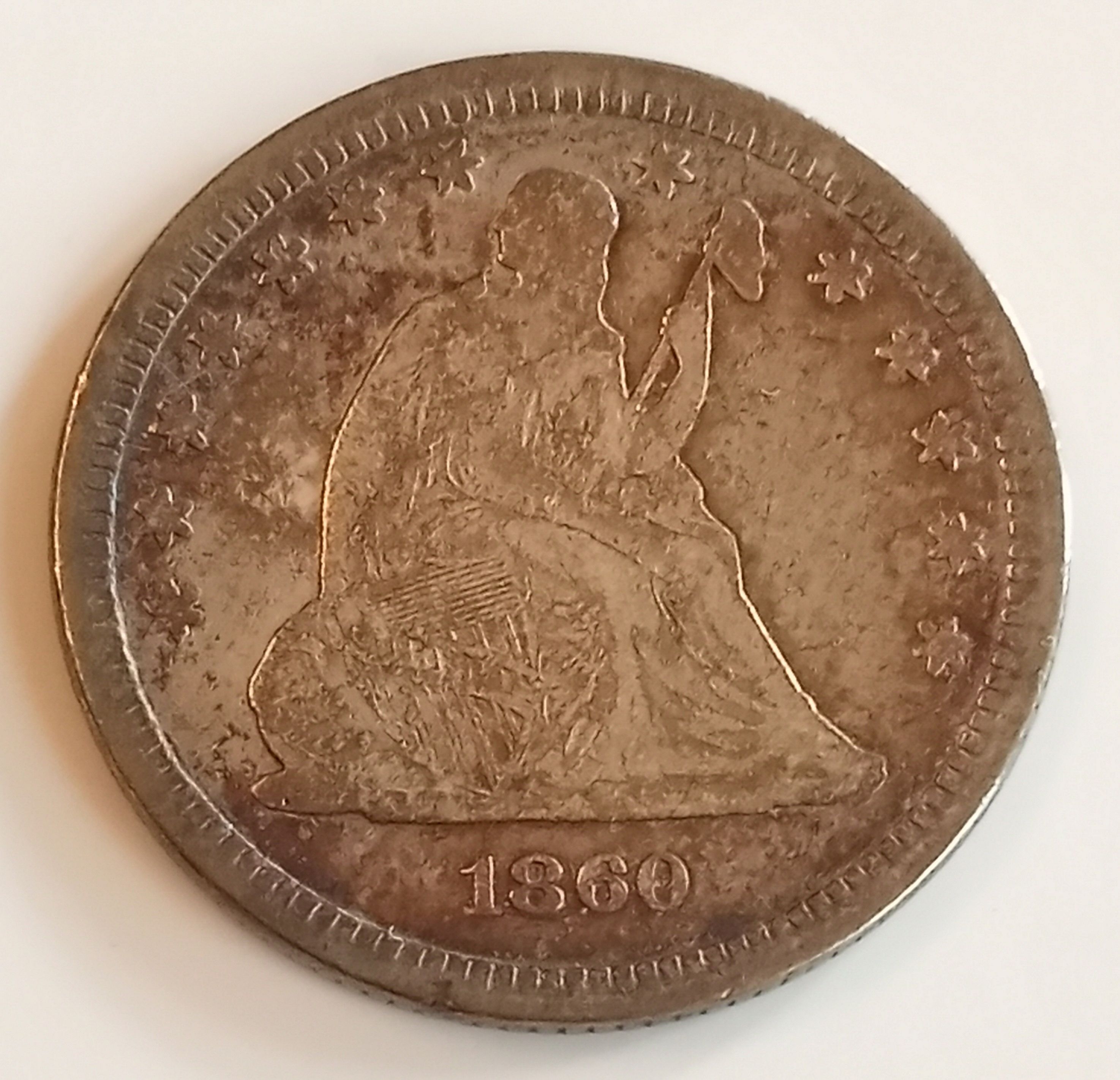 1860 US Seated Liberty Silver Quarter Dollar 25c LOW SURVIVAL RATE ...