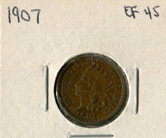 1907 Indian Head Cent - EXTRA FINE - 1 DIAMOND and a Clear Readable ...