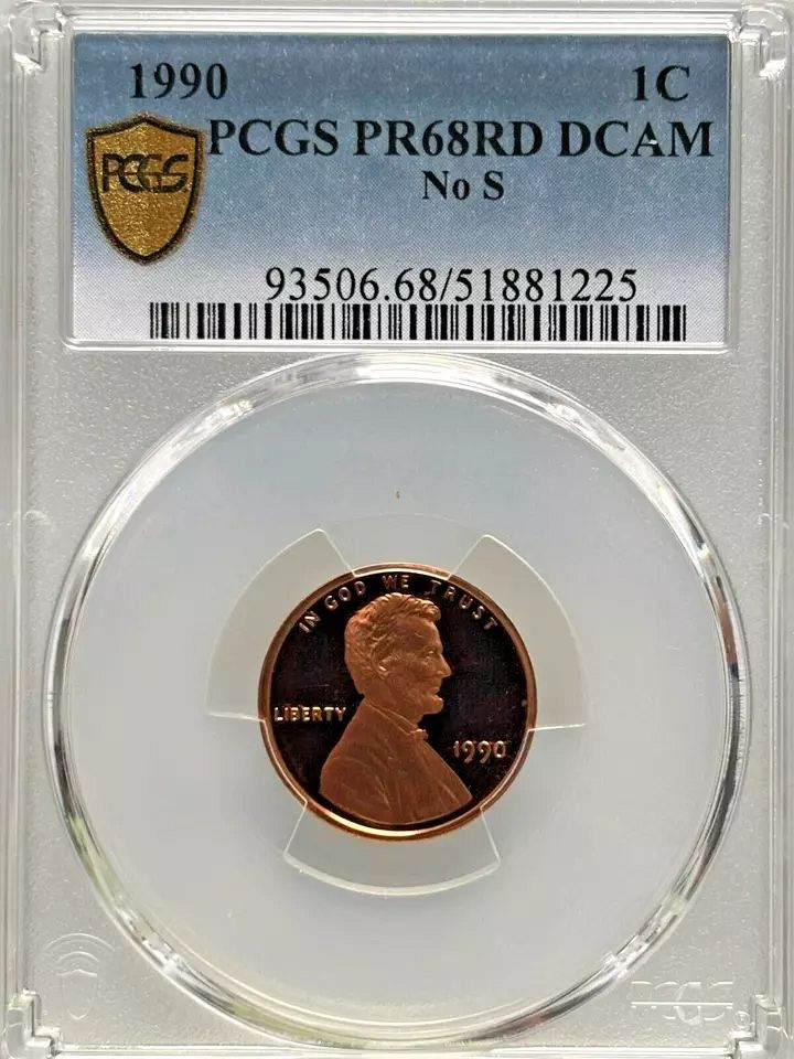 1990 Proof Cent No Mint Mark (S) PCGS PR68RD DCAM Deep Cameo RARE ...