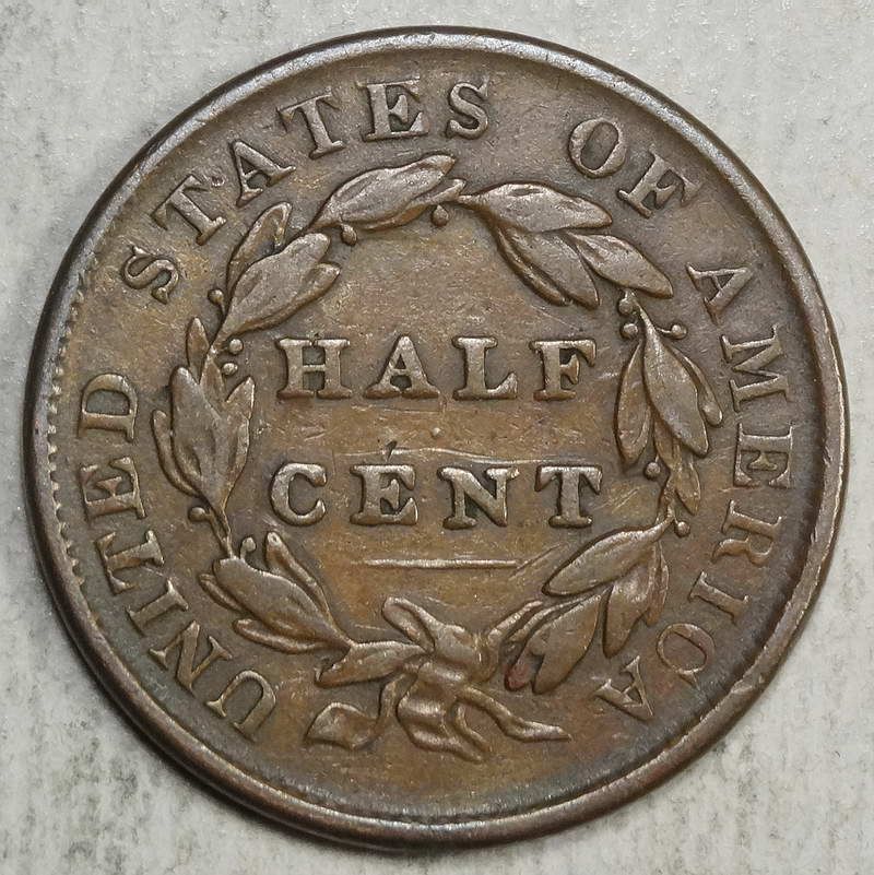 1835 Classic Head Half Cent, Fine, Early Type Coin 0513-03 - For Sale ...