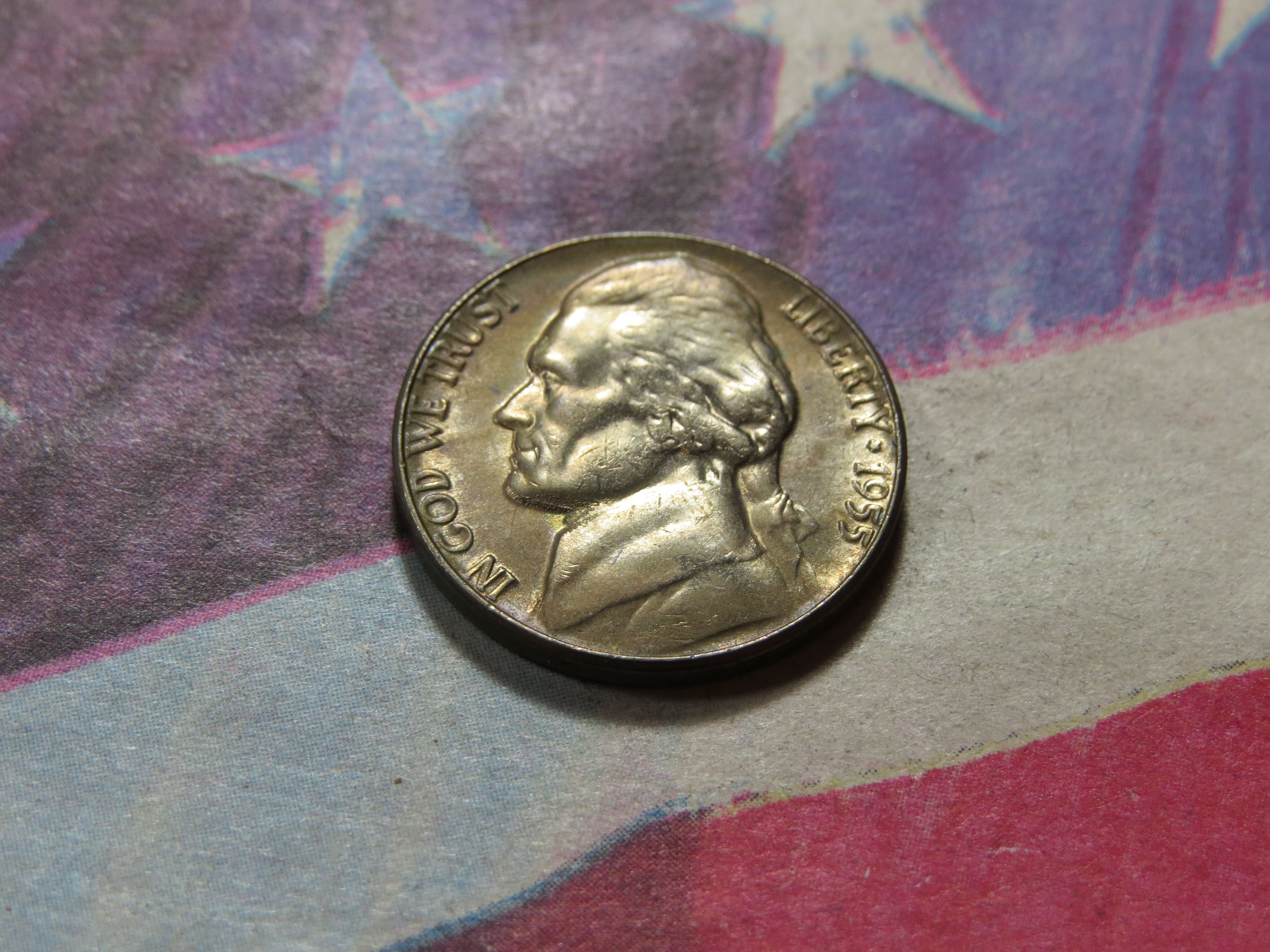 1955 JEFFERSON NICKEL - ABOUT UNCIRCULATED!!!! LOT H918 - For Sale, Buy ...