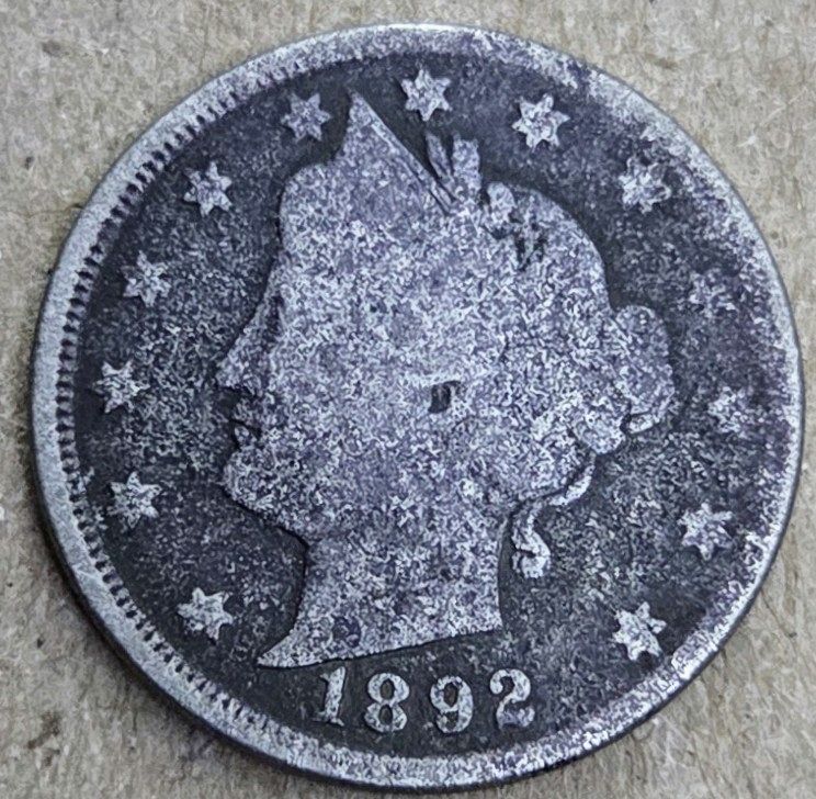 1892 Liberty Head Nickel 5c, 2nd Year of Series, Good, Uncleaned - For ...