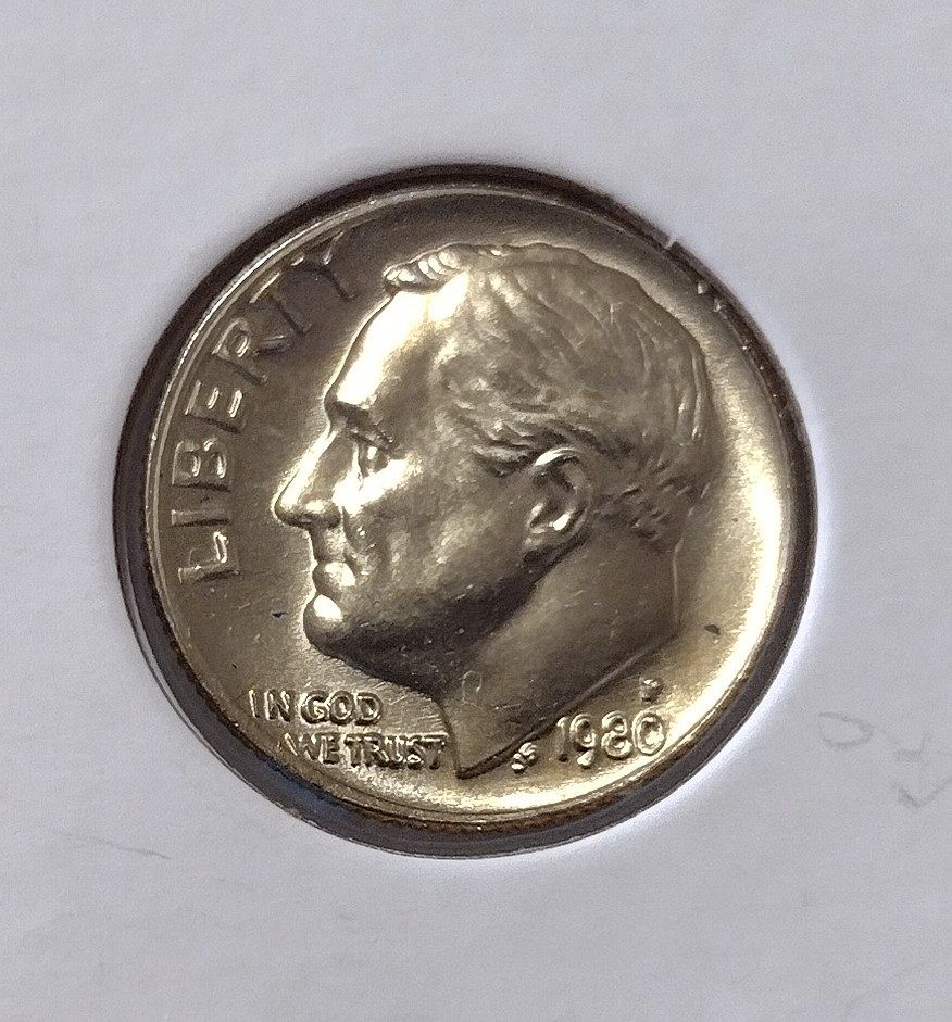 1980 Roosevelt Dime with Nice Gold Toning - For Sale, Buy Now Online ...