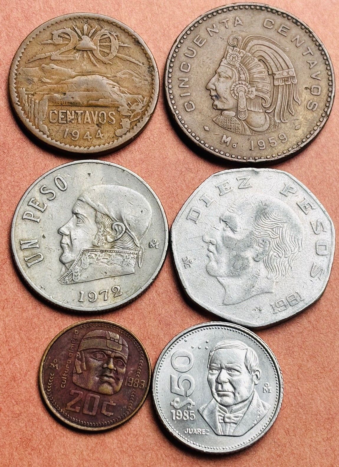 Mexican type set, six coins - For Sale, Buy Now Online - Item #887223