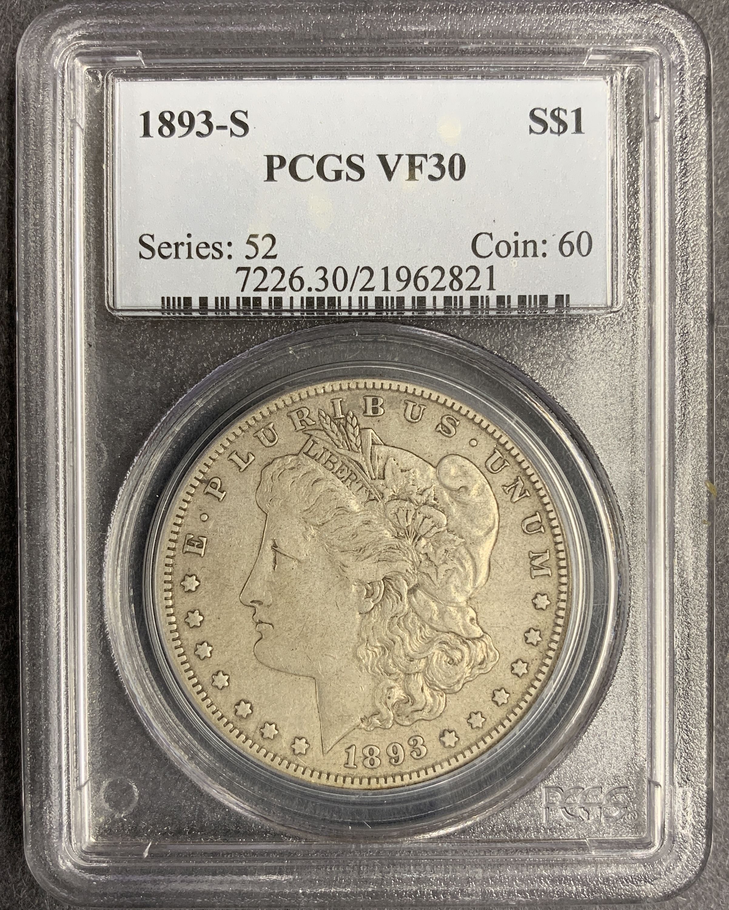 1893-S Morgan Silver Dollar, VF30 PCGS (9528) - For Sale, Buy Now ...