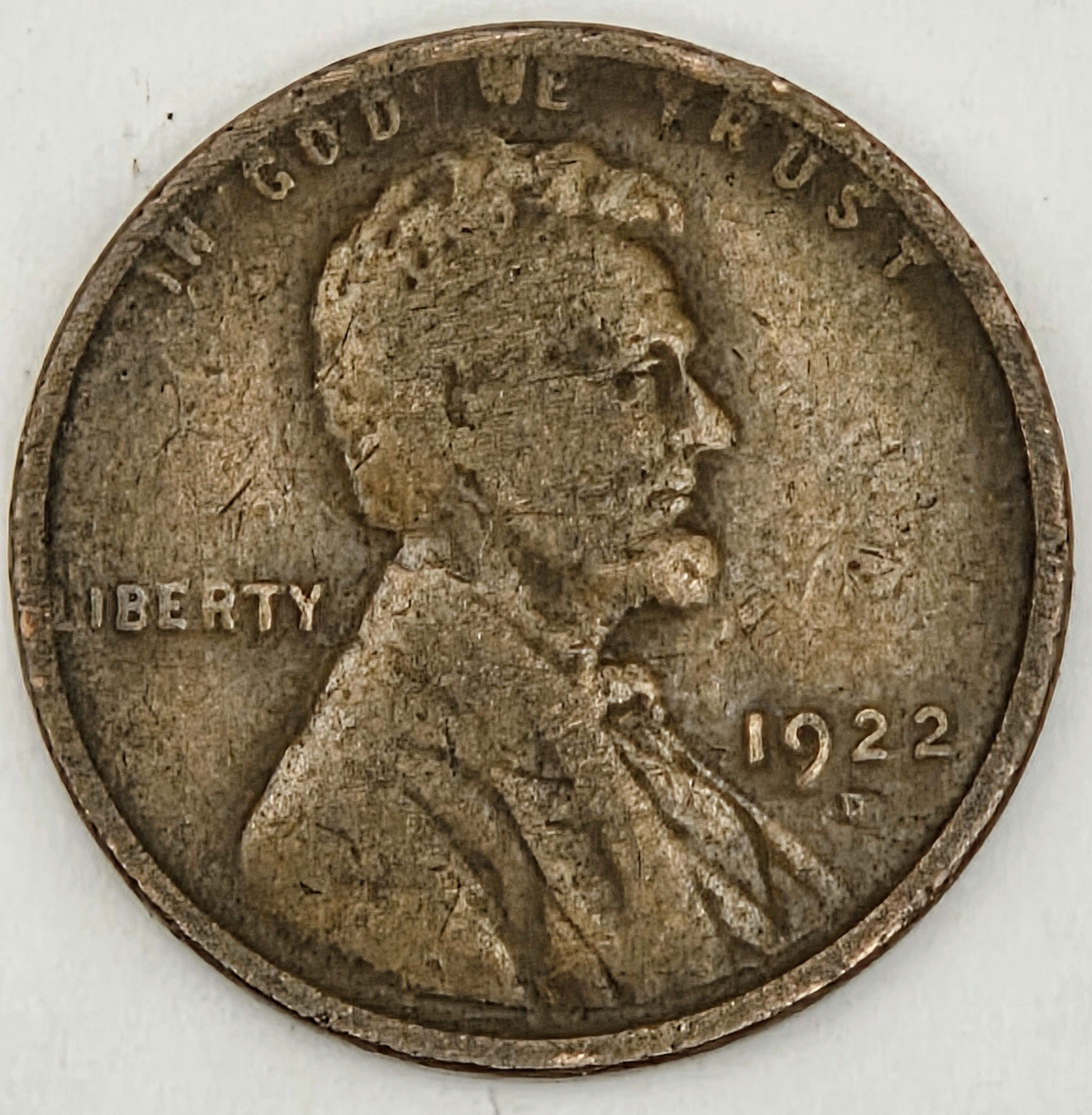 1922 D Lincoln Cent/Wheat Penny 1c, VG, Circulated/Uncleaned, Original ...