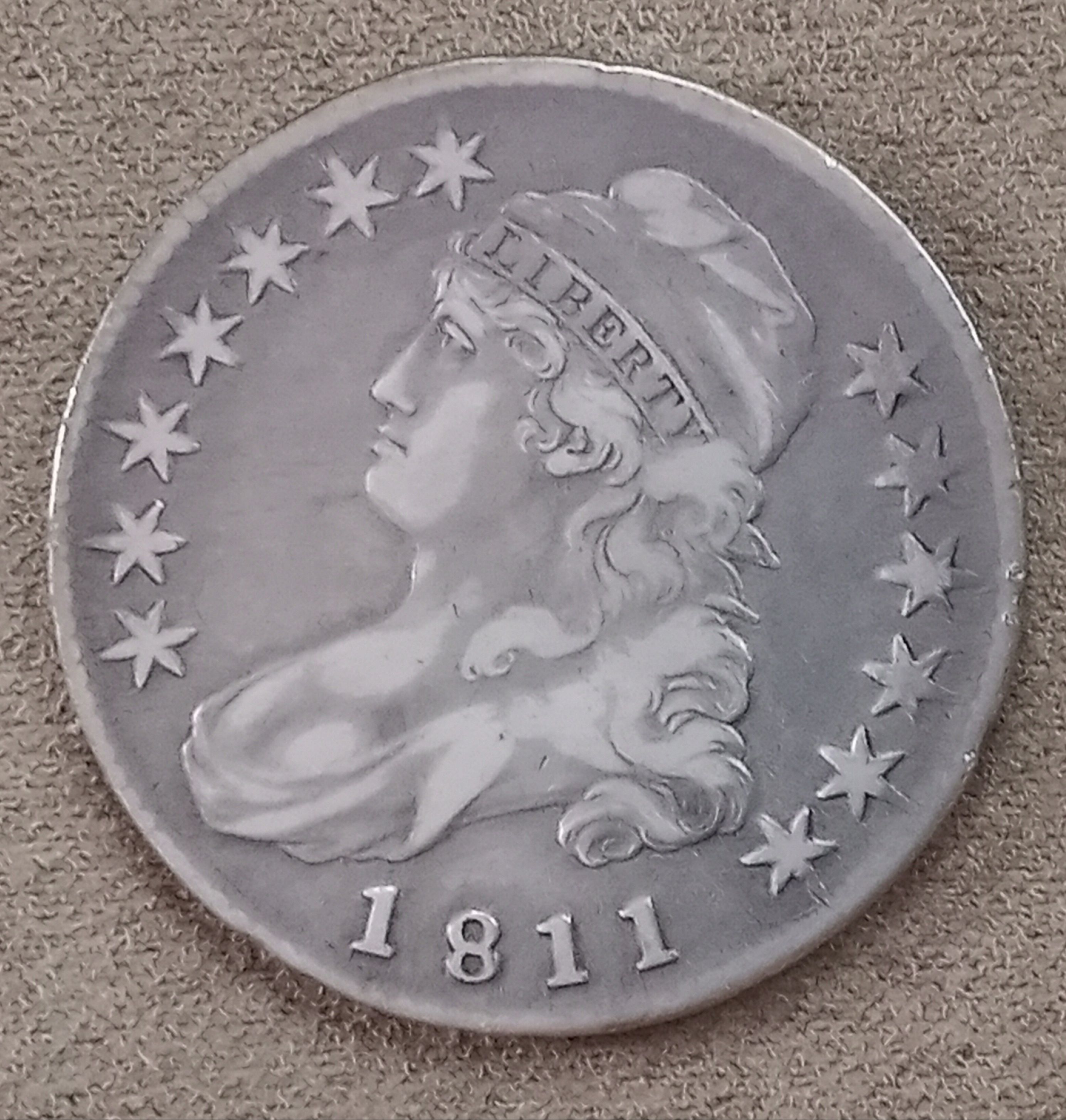 Antique 1811 US Capped Bust Small "8" Silver Half Dollar 50c Estimated ...