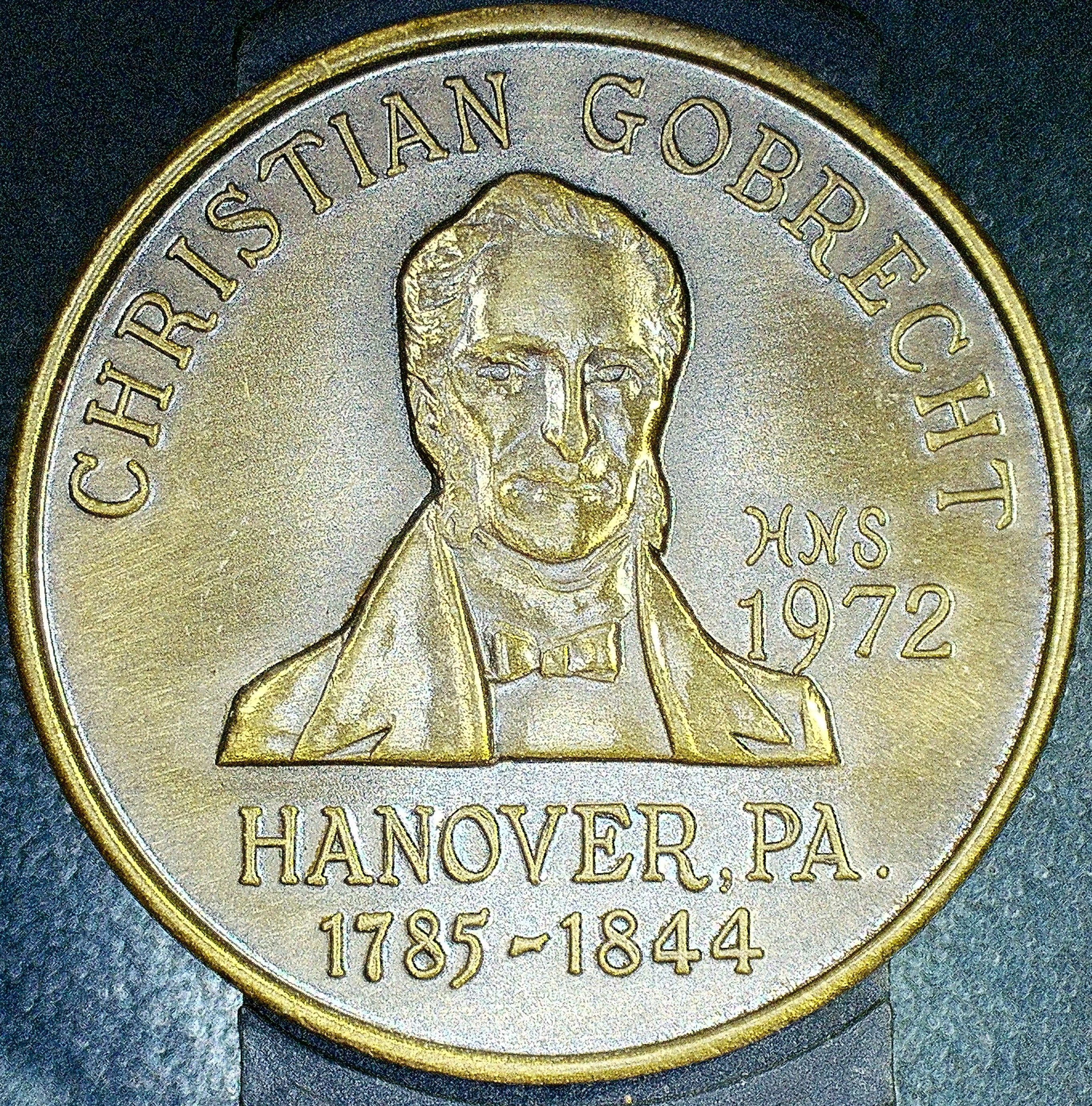 Vintage 1972 Hanover Numismatic Society 32mm Christian Gobrecht Medal ...