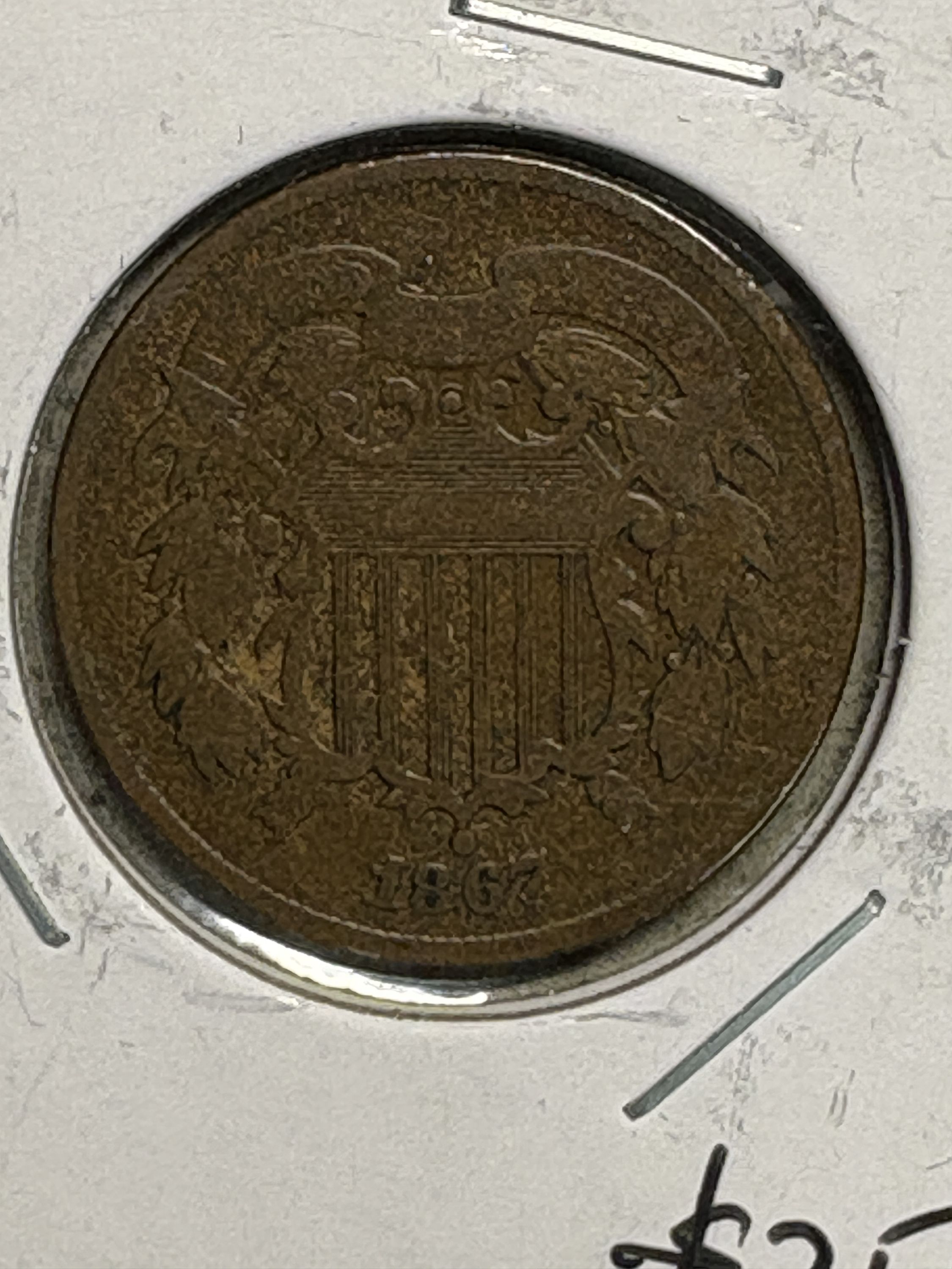 1867 Two Cent Piece F - For Sale, Buy Now Online - Item #920448