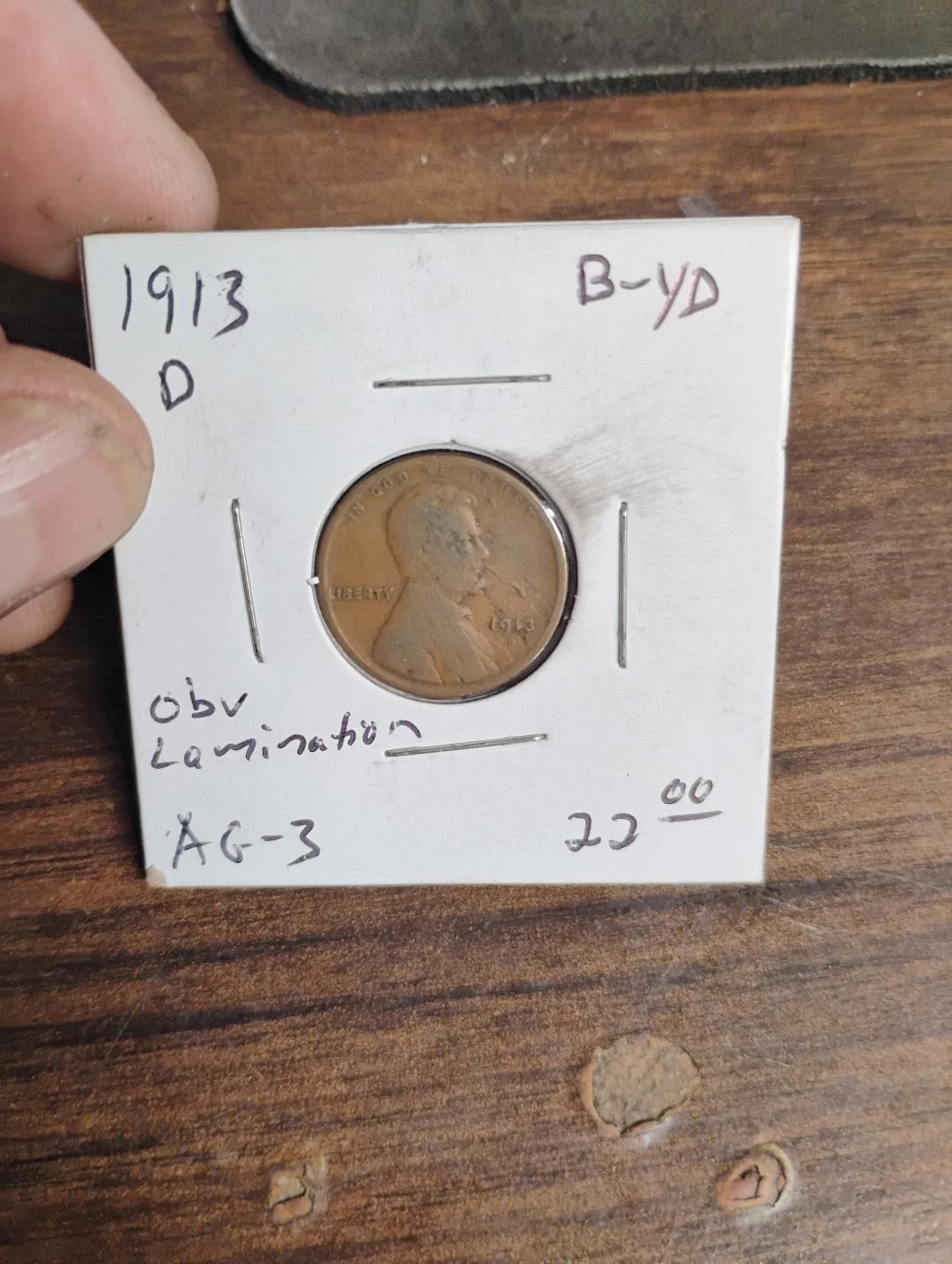 1913-D LINCOLN WHEAT CENT AG-3 OBVERSE LAMINATION ERROR COIN - For Sale ...