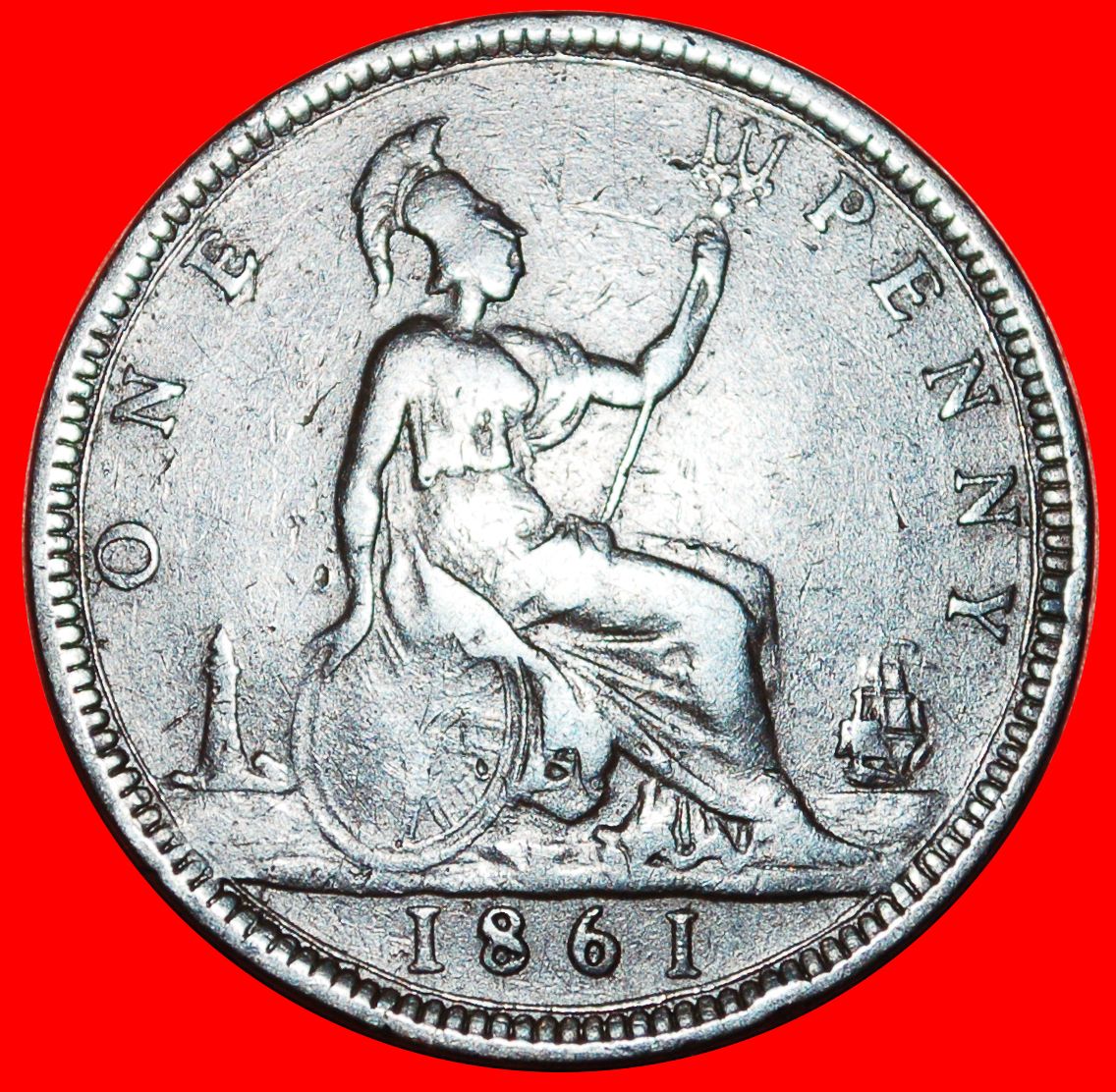 2 SOLD MISTRESS OF SEAS: UNITED KINGDOM ★ PENNY 1861 SHIP! VICTORIA ...