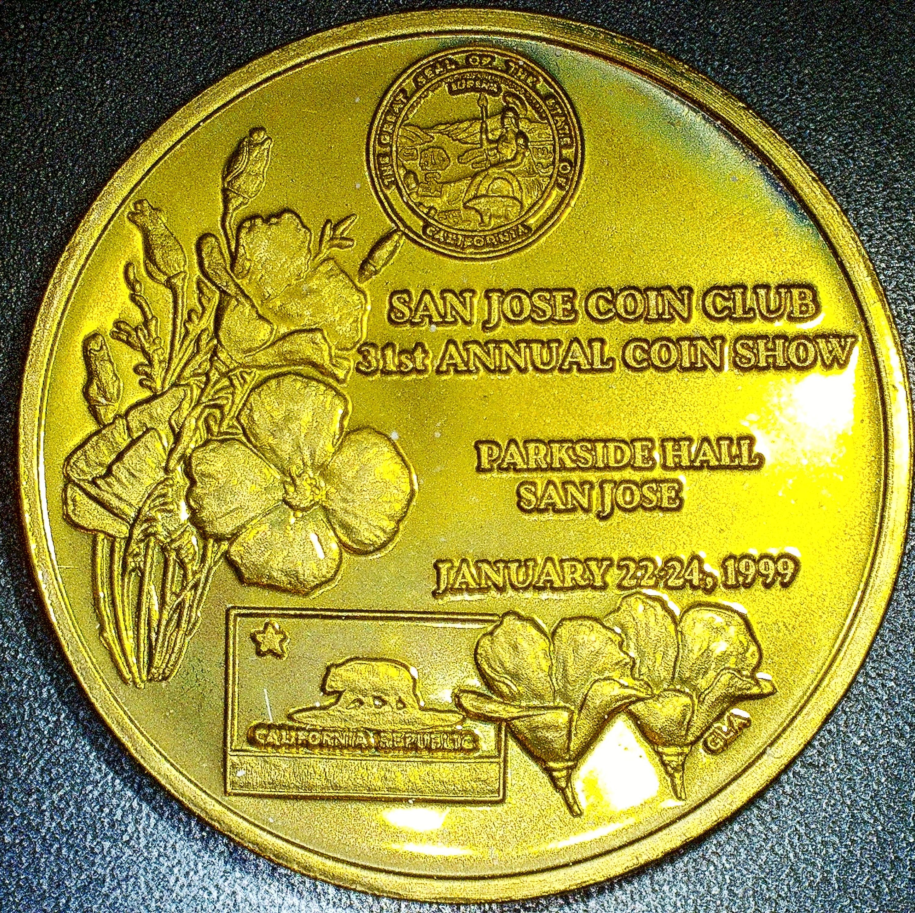1999 Token - San Jose Coin Club 31st Coin Show 27 G - For Sale, Buy Now ...