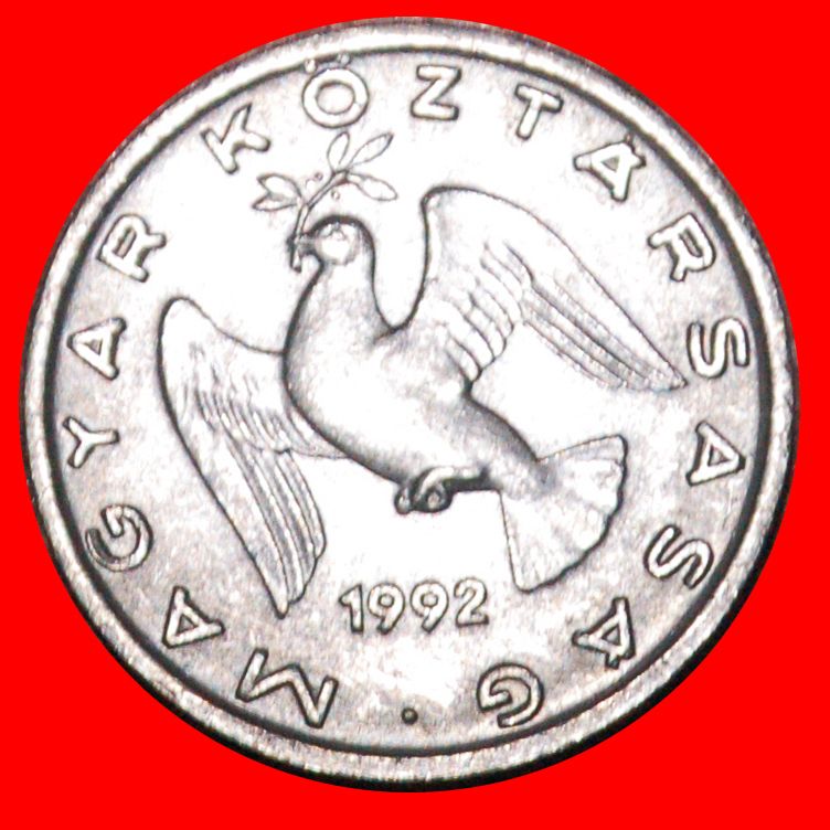 POST-COMMUNIST DOVE (1990-1996): HUNGARY ★ 10 FILLER 1992BP MINT LUSTRE ...