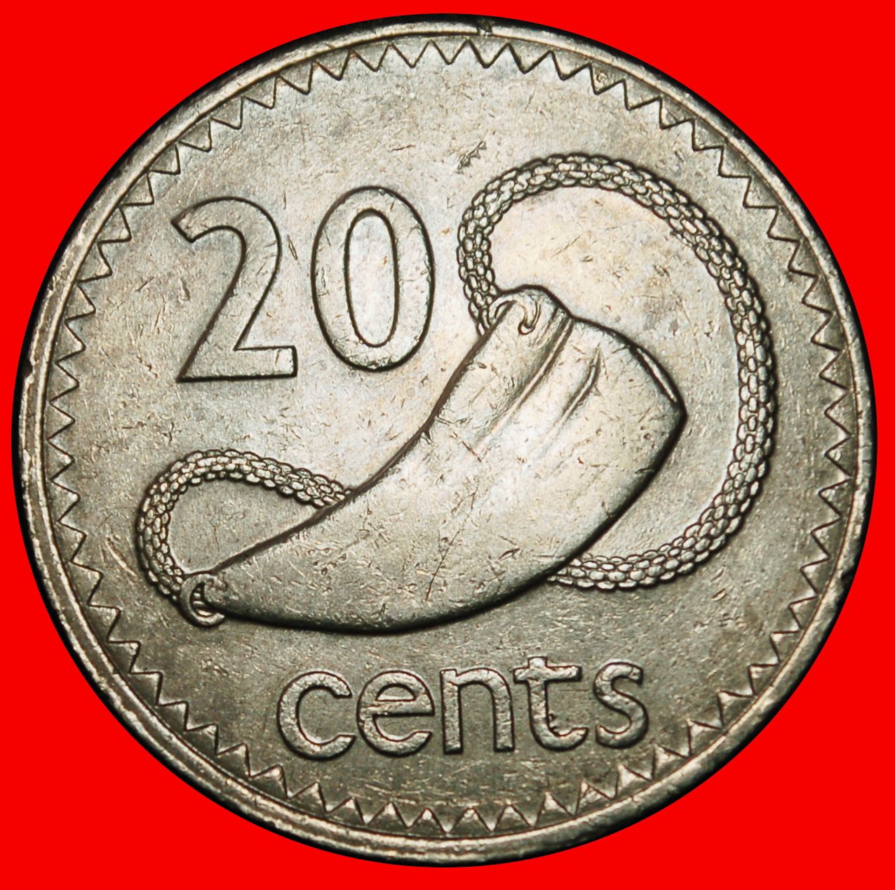 CACHALOT TOOTH (1969-1987): FIJI ★ 20 CENTS 1985 UNCOMMON! ELIZABETH II ...