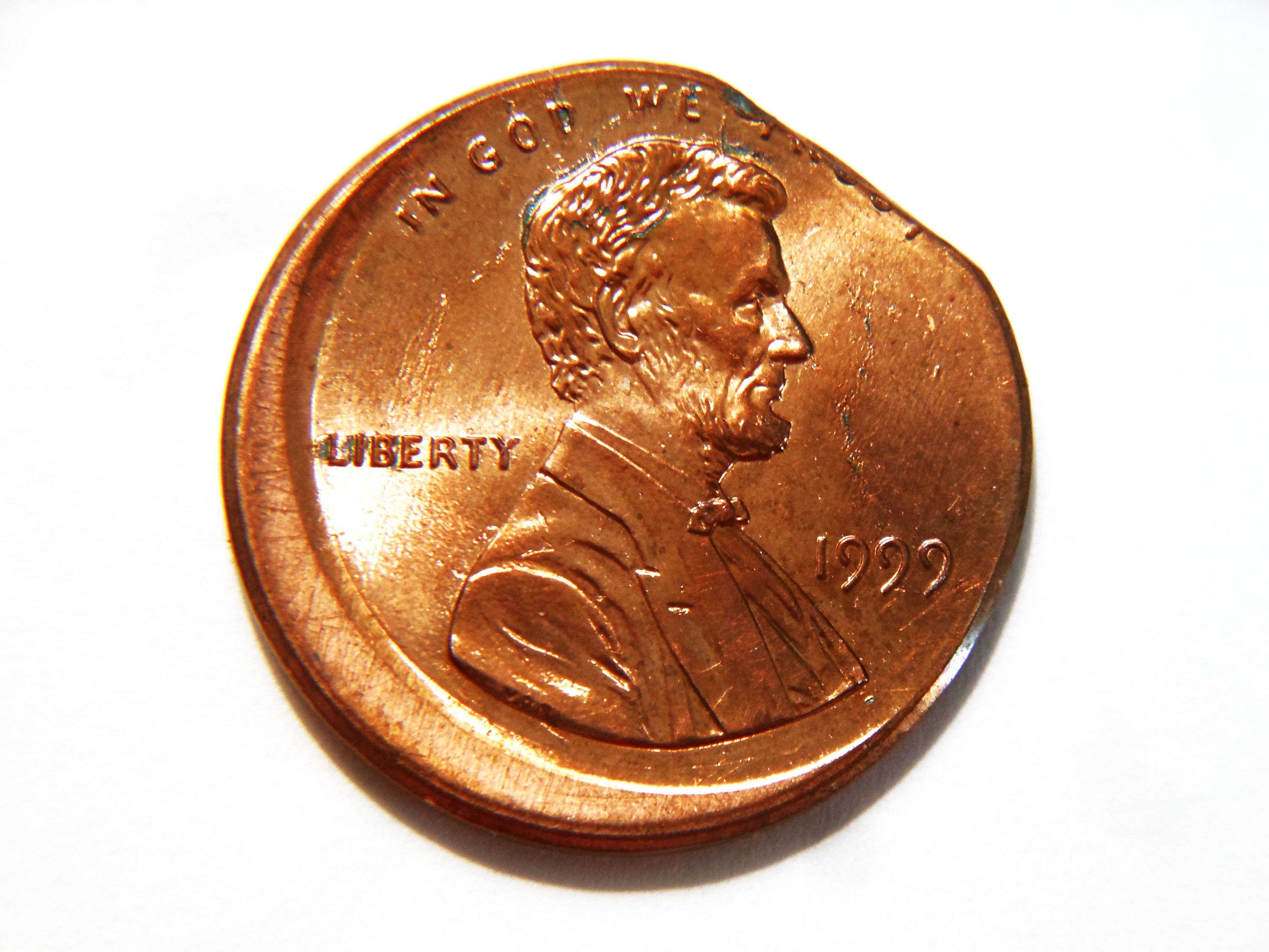 1999-P *Red* Lincoln Memorial Cent, (Double Error) Off Center and Clip ...