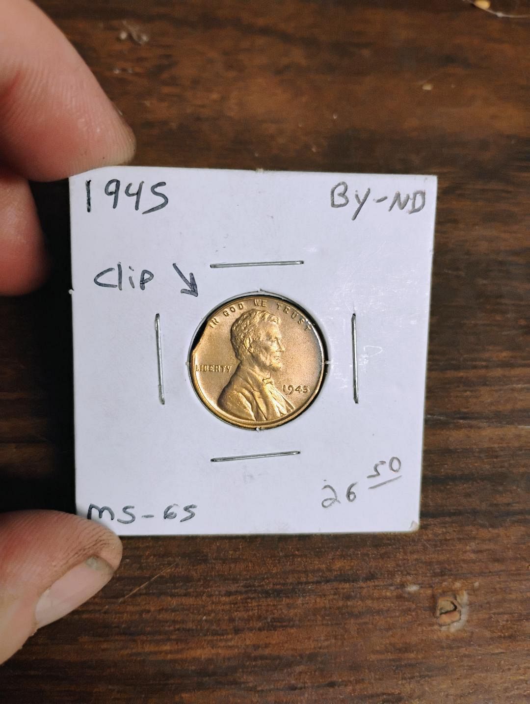 1945 lincoln wheat cent ms-65 red clip & reverse clashed die error coin ...