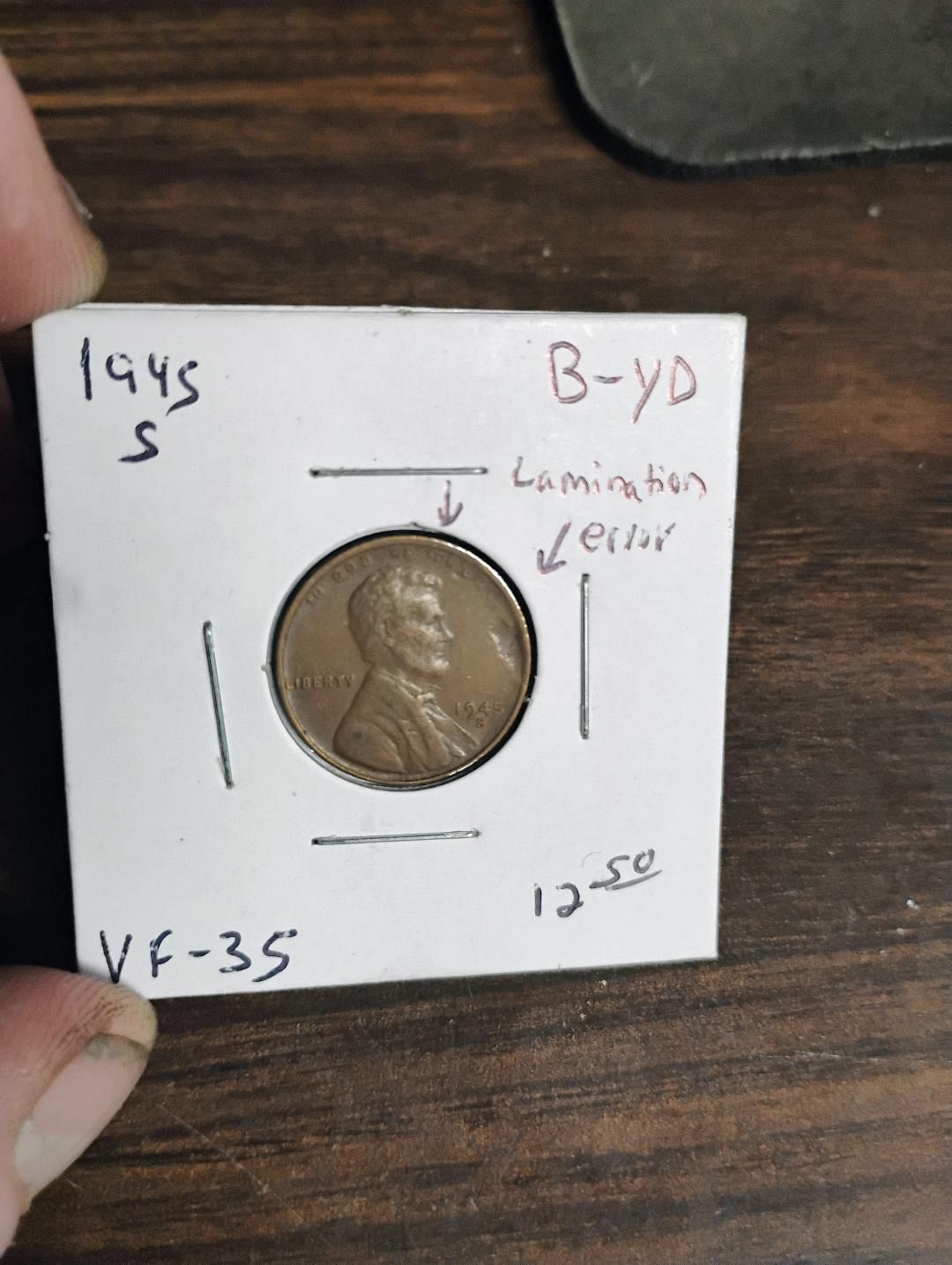 1945-S LINCOLN WHEAT CENT VF-35 LAMINATION ON OBVERSE ERROR COIN - For ...