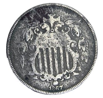 1867 Shield Nickel No Rays, Very Good, Uncleaned Coin, Original Photos ...