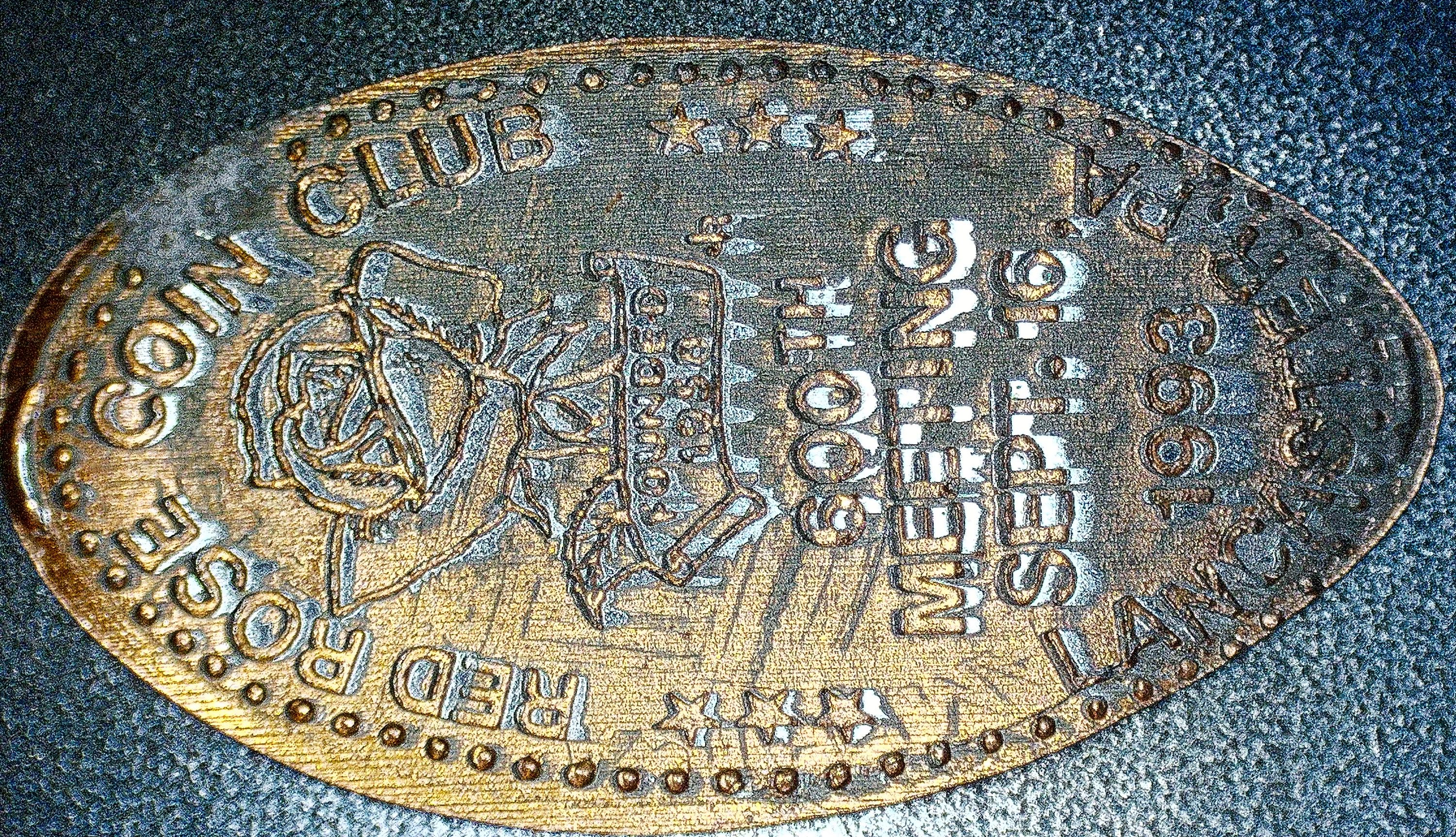 1993 Elongated Zinc Penny Red Rose Coin Club 600th Meeting - For Sale ...