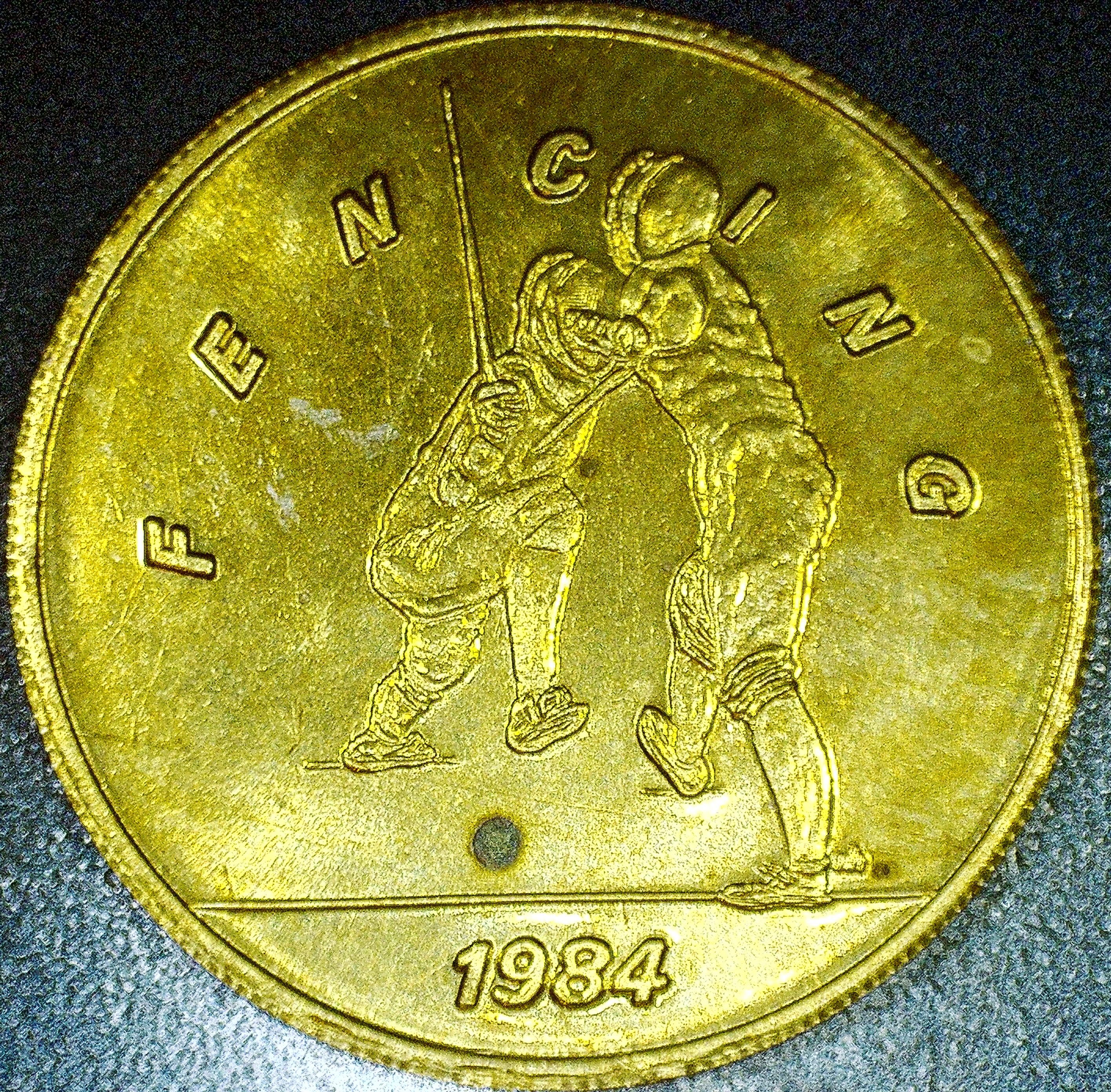 Fencing 1984 Los Angeles Olympics SCRTD Fare Transit Token Gold Color ...