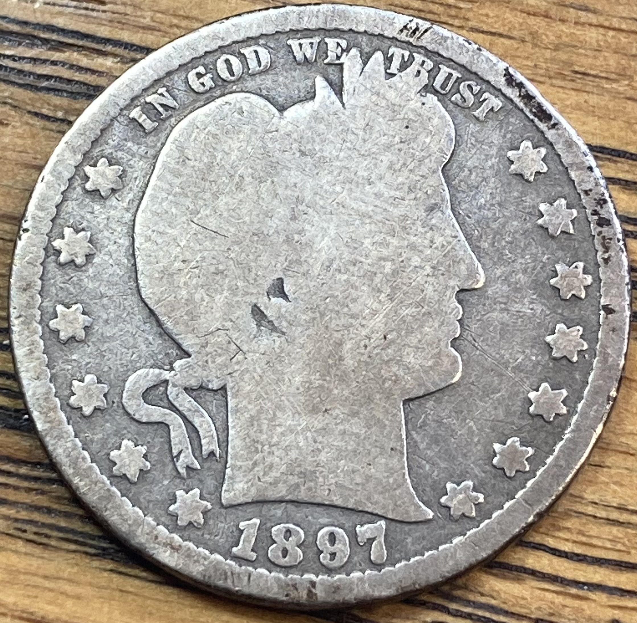 1897S semi-key barber quarter dollar in GOOD condition - For Sale, Buy ...