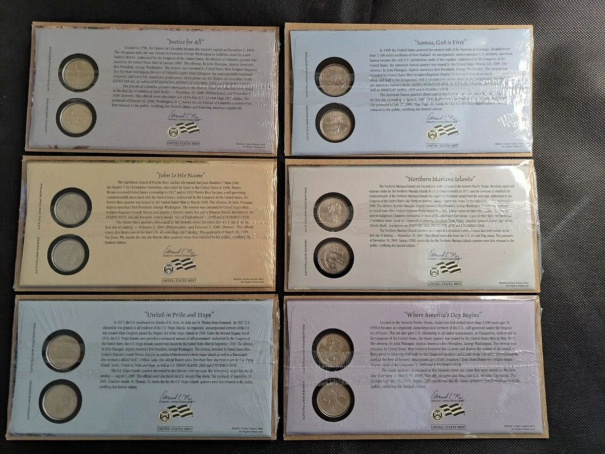 2009 DC & Territories quarter First Day Issue P + D Cover Set WB1 - WB6 ...