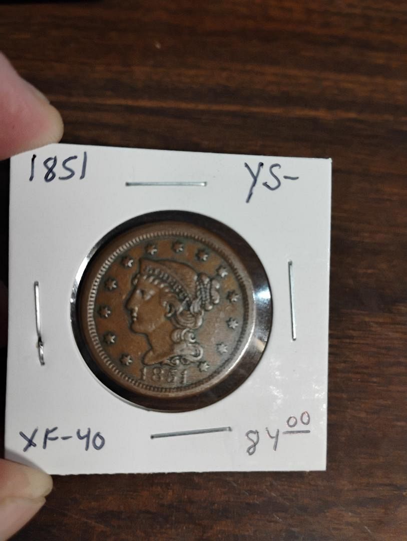 1851 BRAIDED HAIR LARGE CENT XF-40 - For Sale, Buy Now Online - Item ...