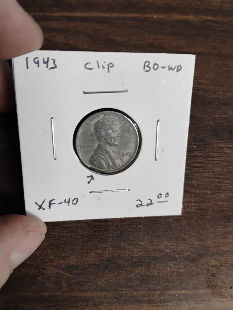 1943 LINCOLN WHEAT CENT STEEL XF-40 CLIP ERROR COIN - For Sale, Buy Now ...