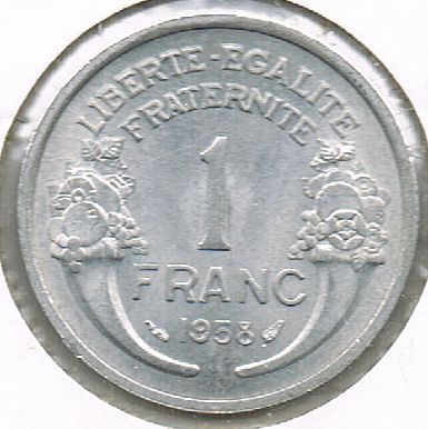1 Franc, France, 1958 - For Sale, Buy Now Online - Item #936760