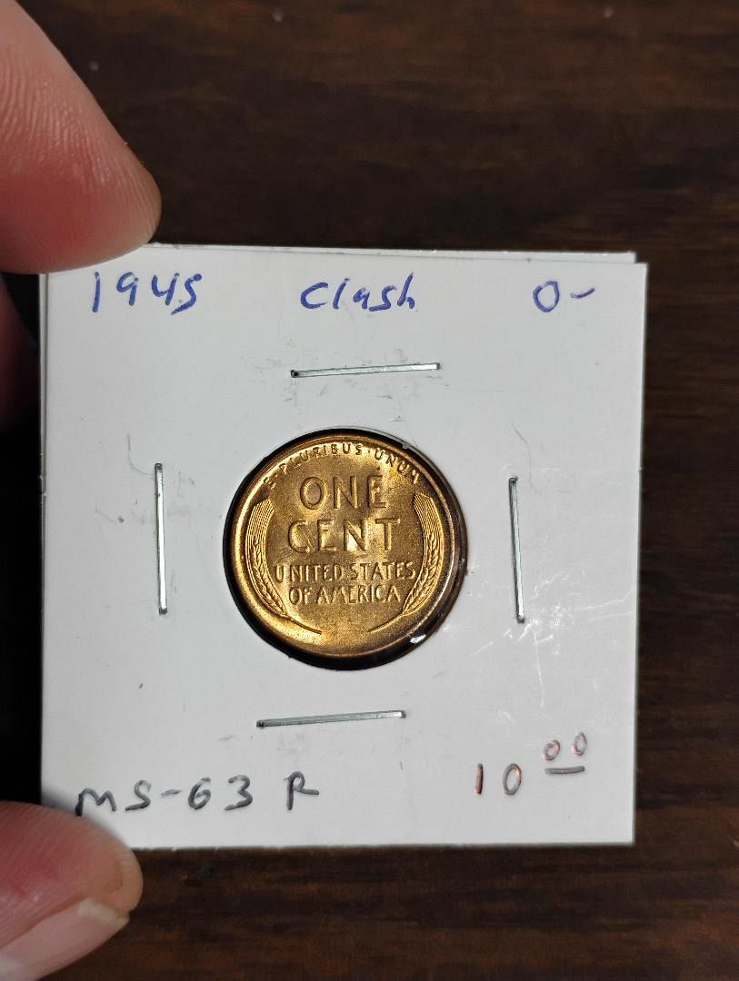 1945 lincoln wheat cent MS-63 RED CLASH ON REVERSE ERROR COIN - For ...