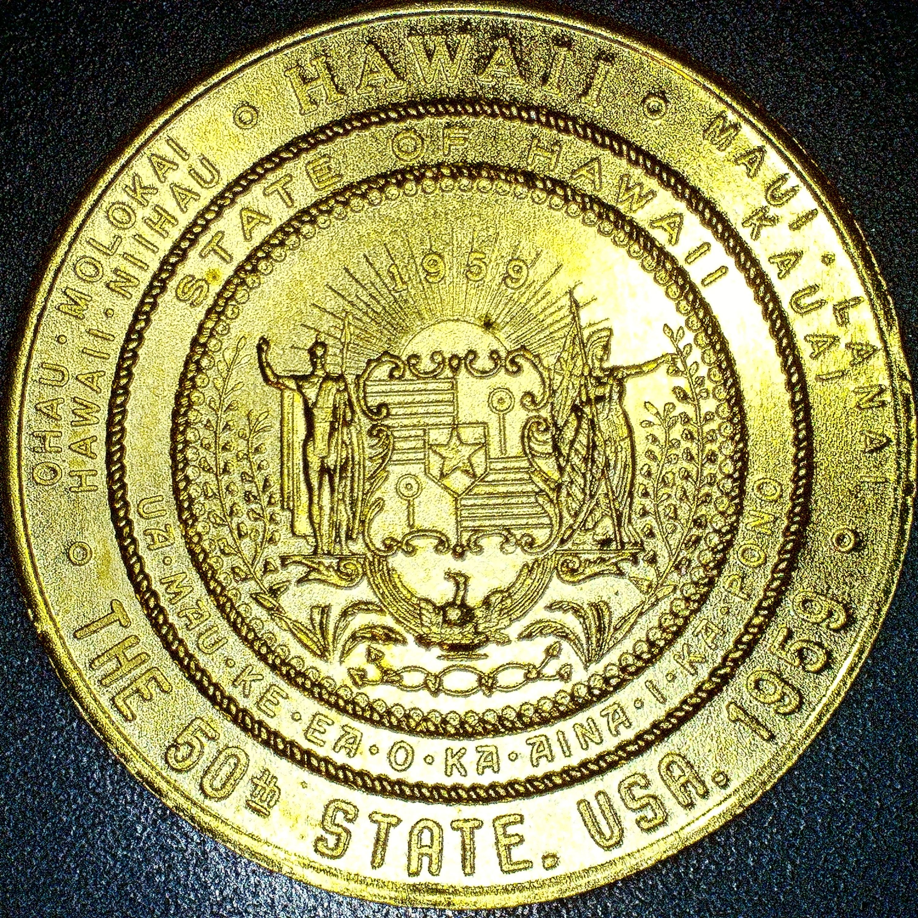 1959 HAWAII The 50th State G/F $1.00 In Trade Token Medal - For Sale ...