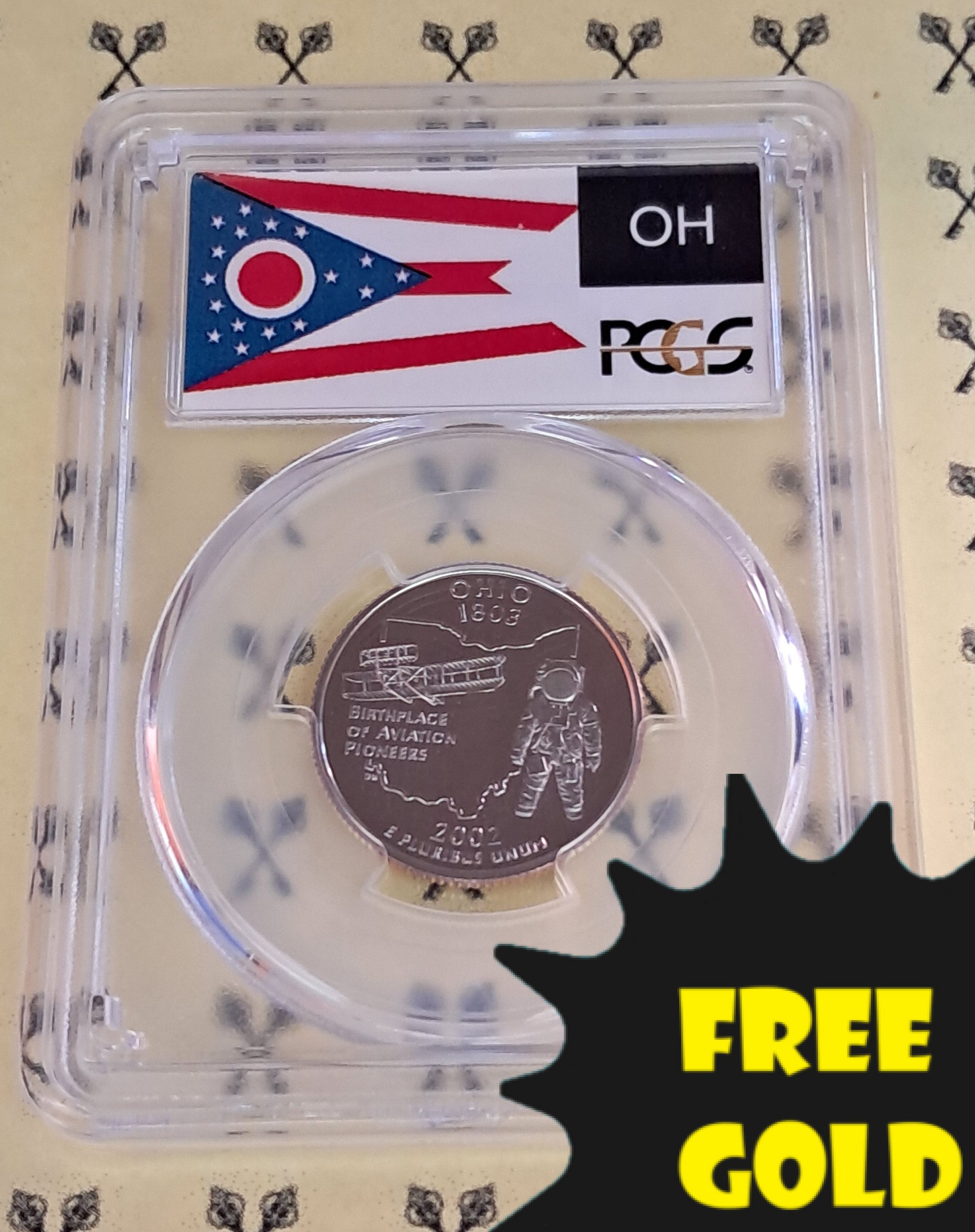2002-S Ohio State Quarter PCGS 69 DCam Flag Label with FREE 1/4 ...
