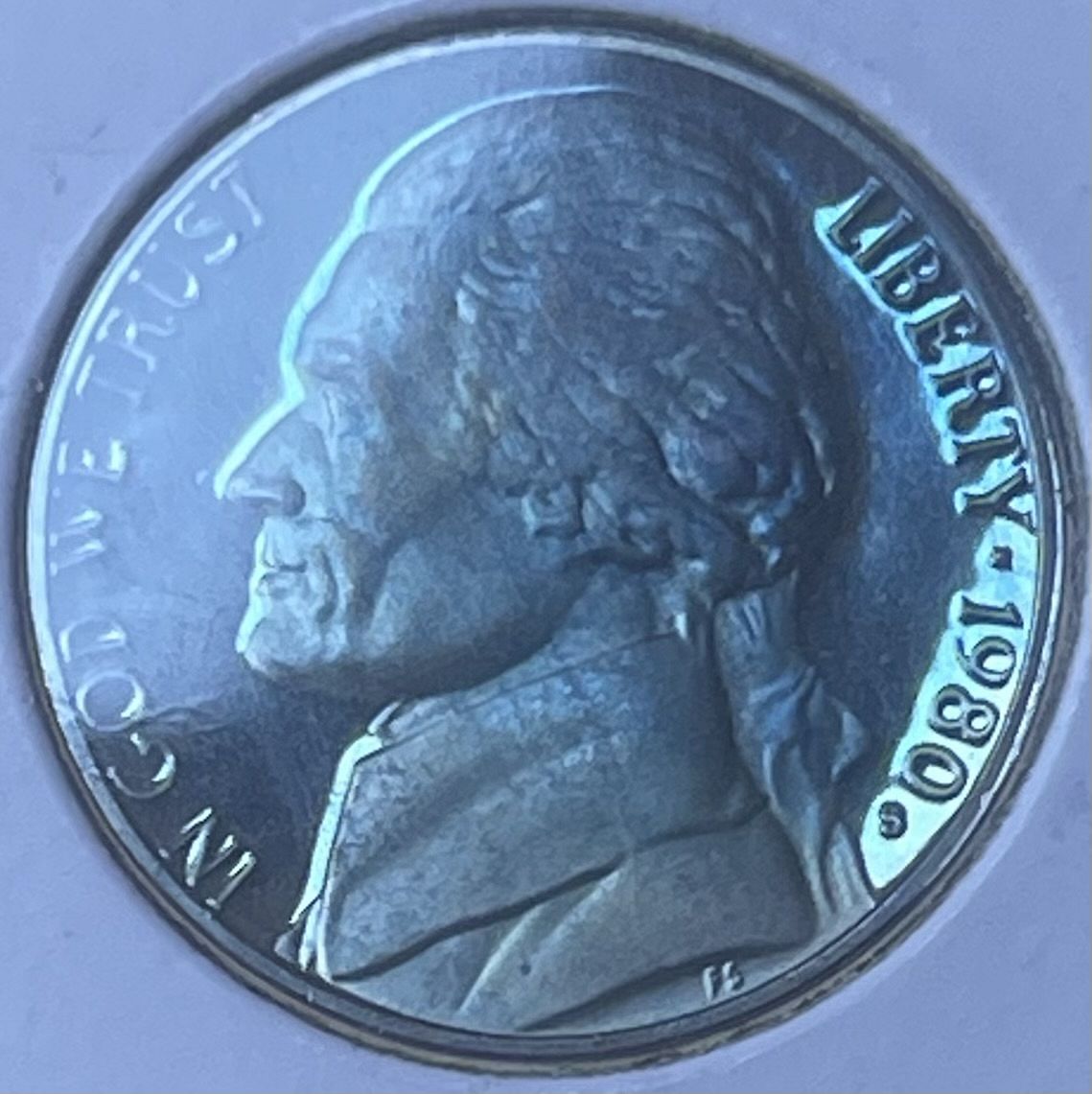 1980-S Colorfully Toned Jefferson Proof Nickel - For Sale, Buy Now ...