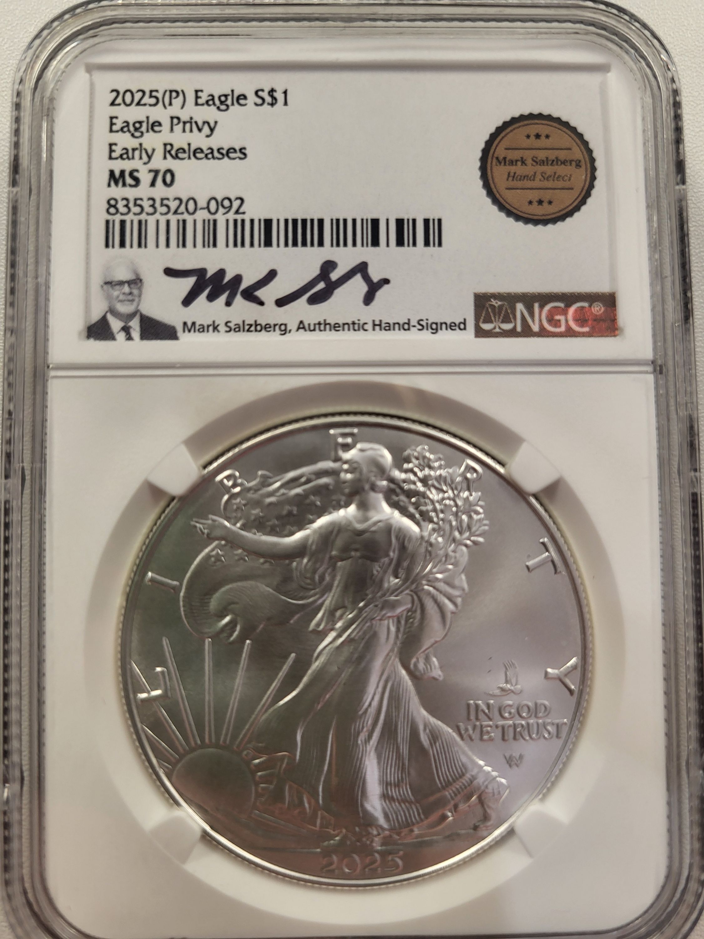 2025 P SILVER EAGLE PRIVY EARLY RELEASE MS-70 SALZERG SIGNED - For Sale, Buy Now Online - Item ...