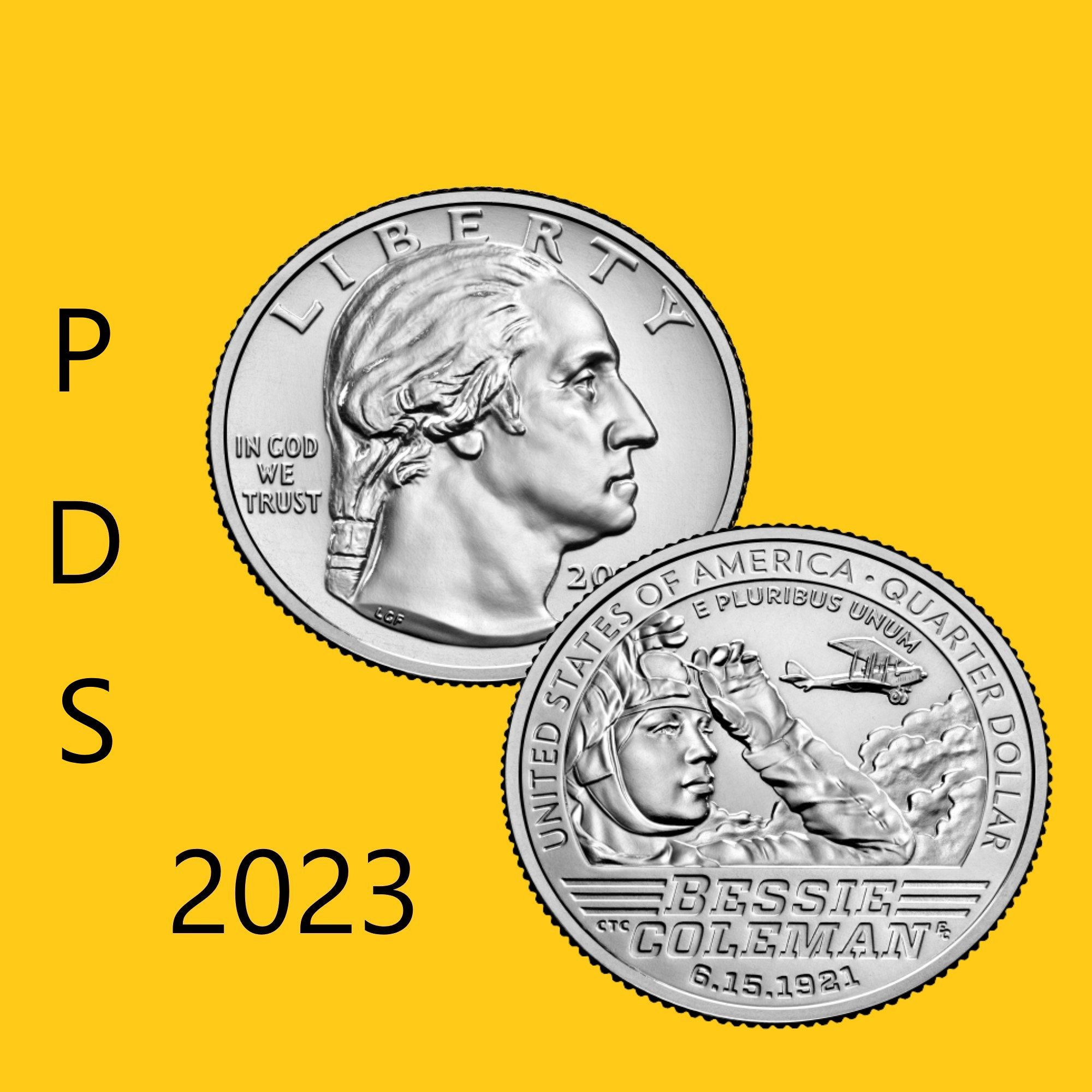 2023 P D S (3 Coin) American Women Quarters - Bessie Coleman (BU) - For ...