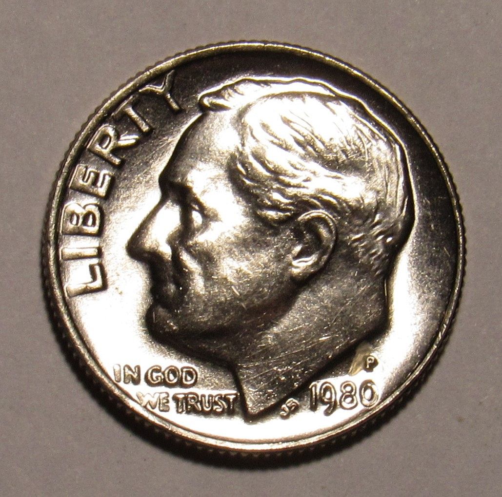 1980 P Roosevelt Dime, BU - For Sale, Buy Now Online - Item #942751